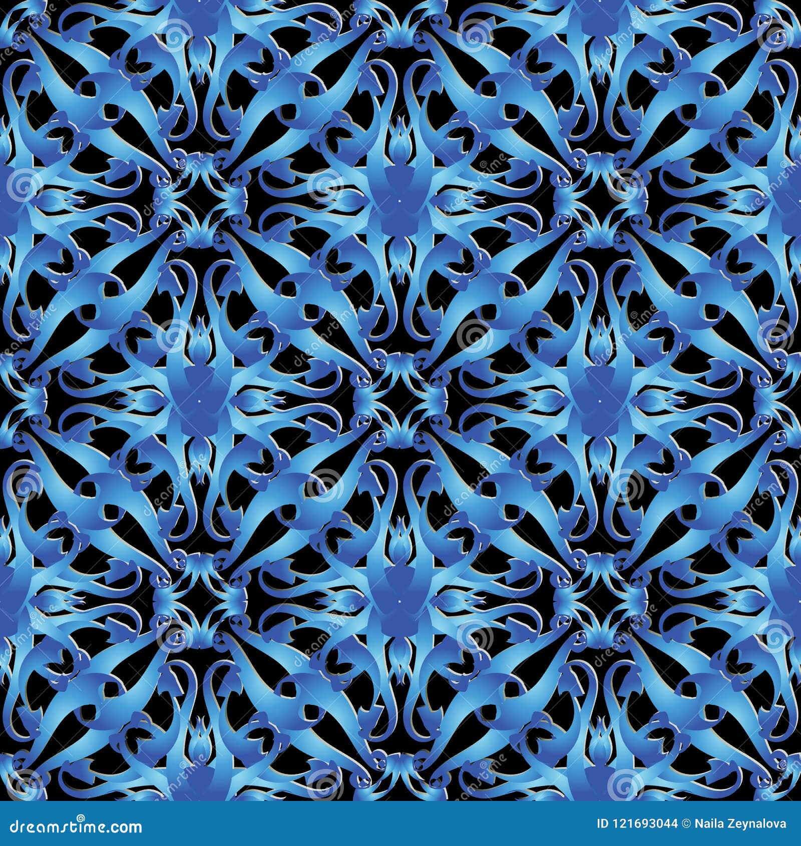 Ornate Vintage Vector 3d Seamless Pattern. Stock Vector - Illustration ...