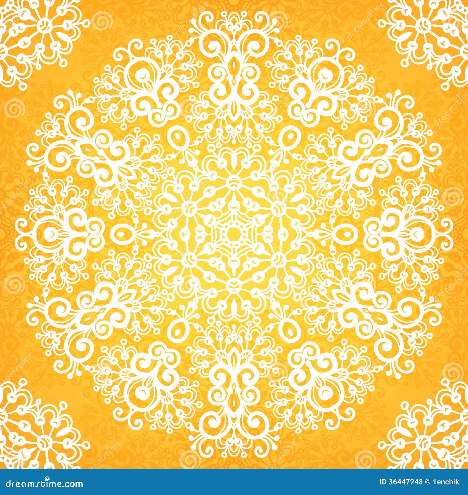 Ornate Vintage Yellow Lacy Seamless Pattern Stock Vector - Illustration ...