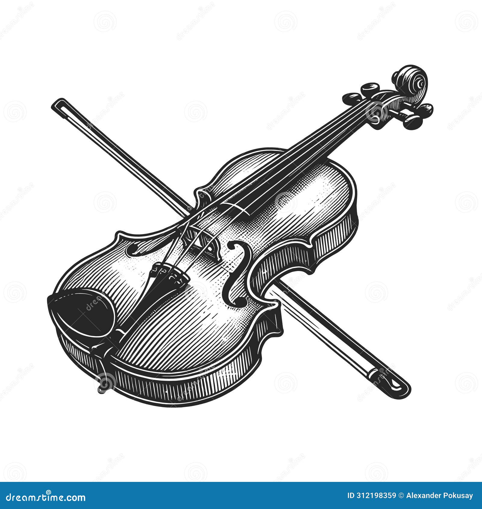 Ornate Violin with Detailed Scrollwork Vector Stock Vector ...
