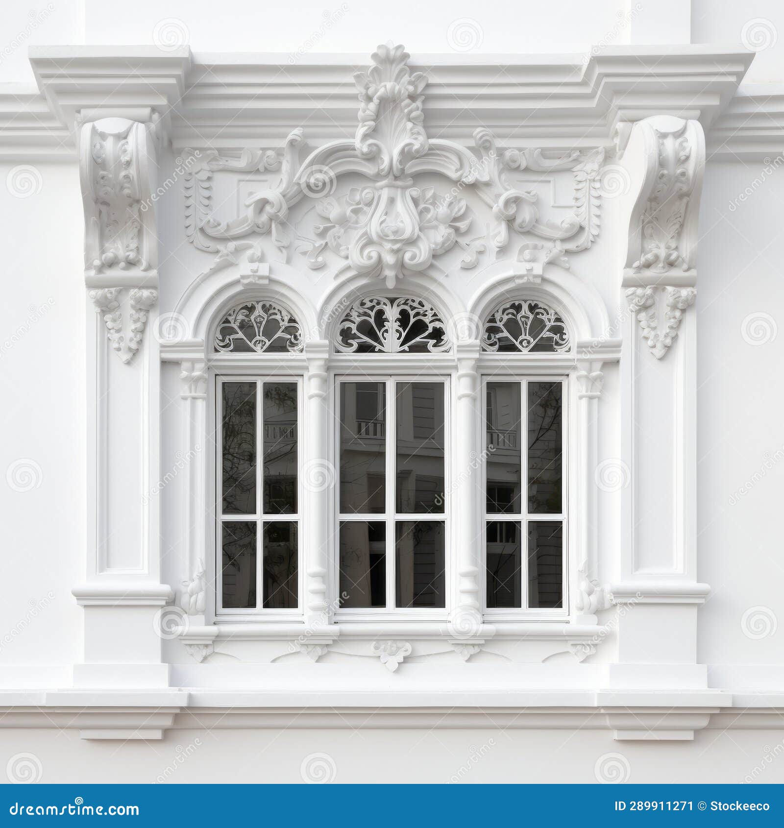 Ornate White Window: Colonial Architecture in Georgian Style Stock ...