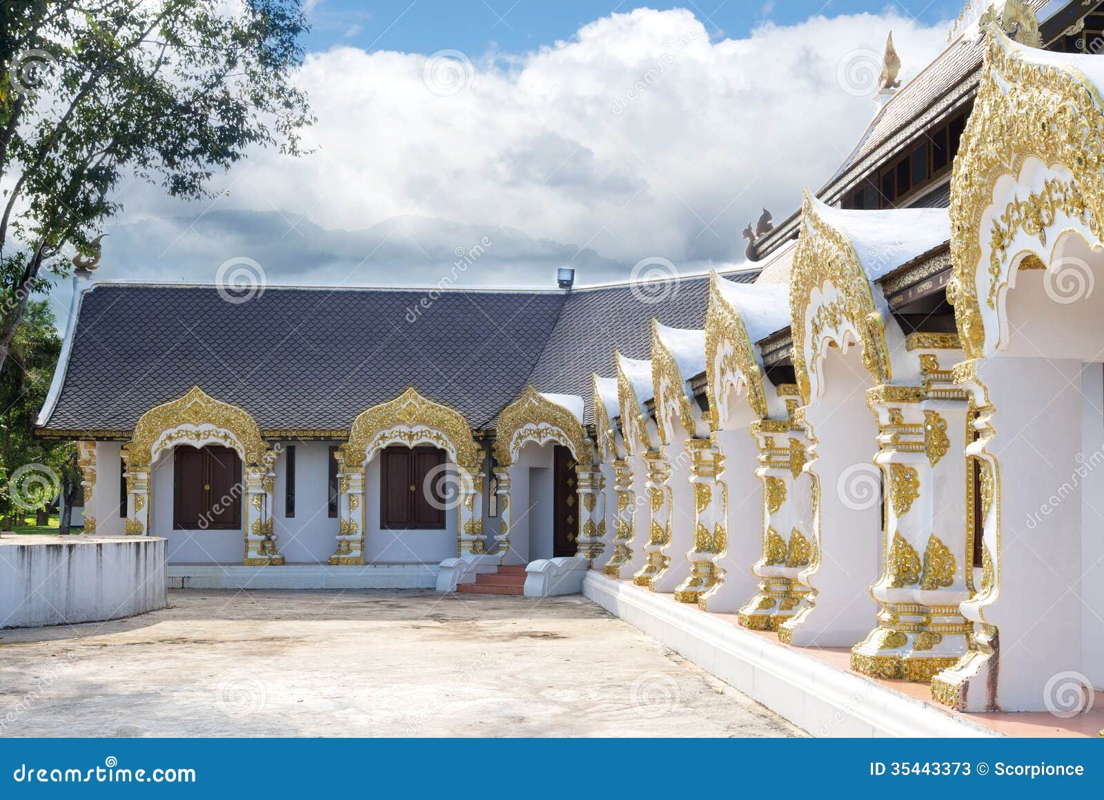 Ornate Windows in Buddhist Temple Stock Image - Image of roof ...