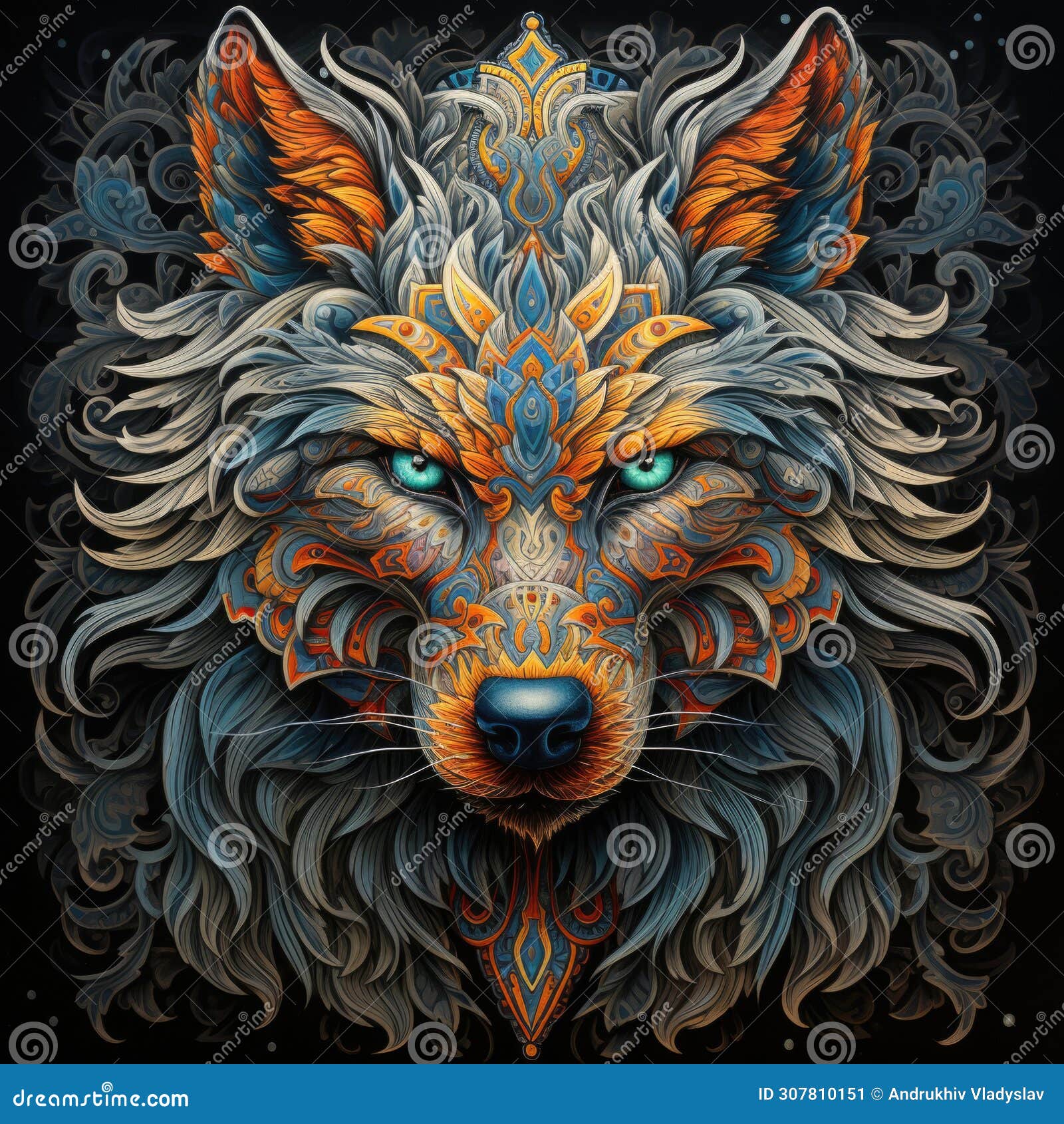 An Ornate Wolf with Stunning Patterns, Intricate, Majestic, and ... An Ornate Wolf with Stunning Patterns, Intricate, Majestic, and ...