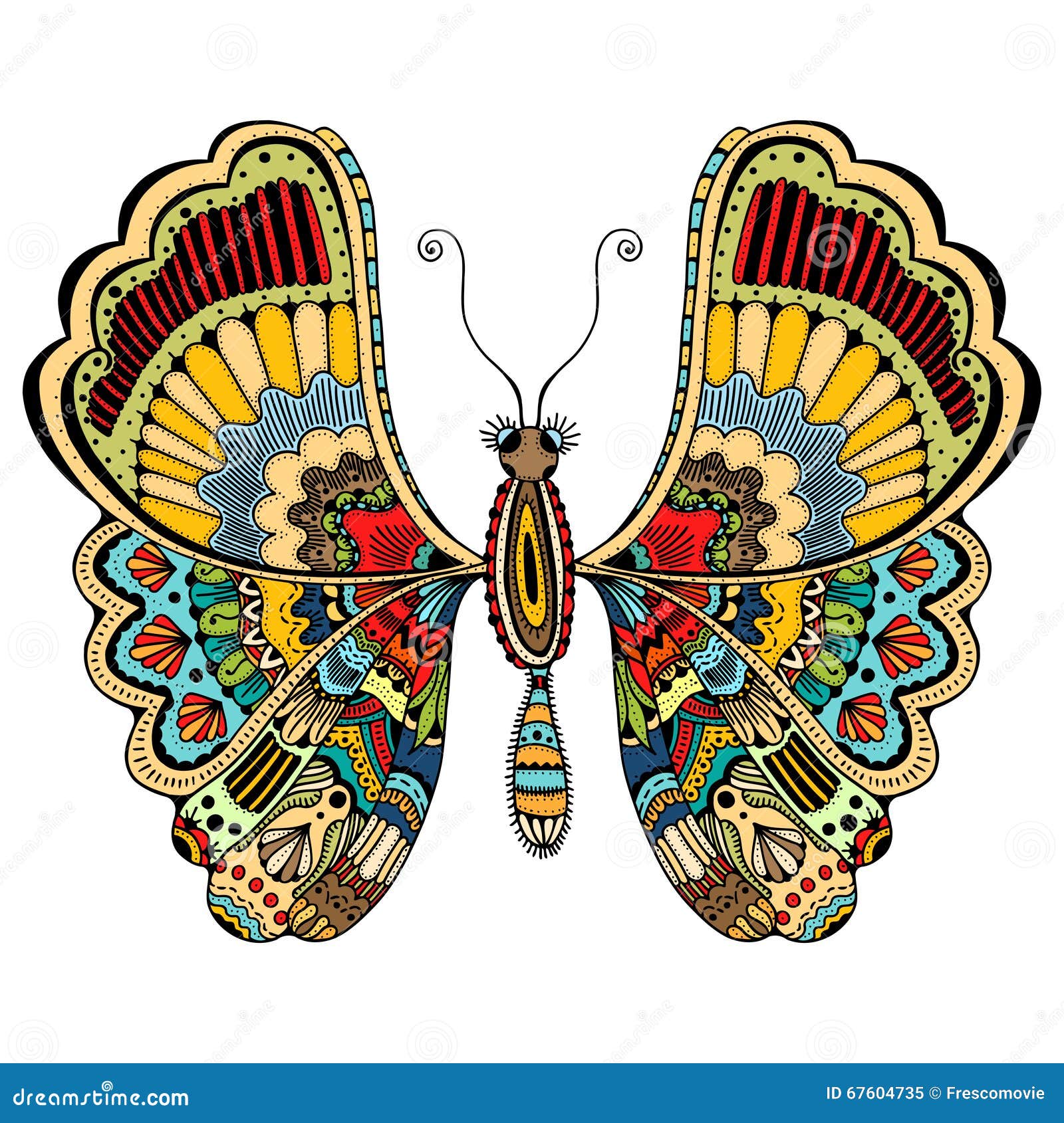 Ornate zentangle butterfly stock vector. Illustration of insect - 67604735