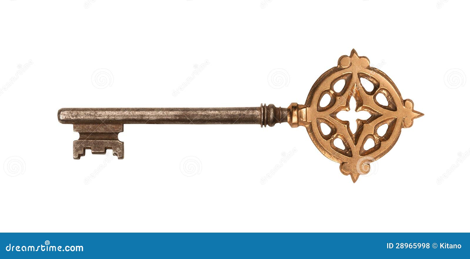 Ornated Golden Skeleton Key with Clipping Path Stock Photo - Image of ...
