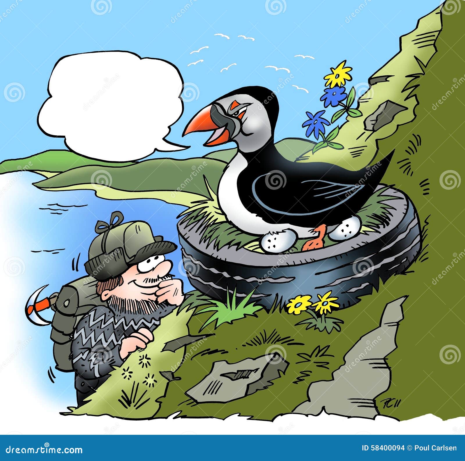 Ornithologist, and a Bird in Her Nest Stock Illustration - Illustration ...