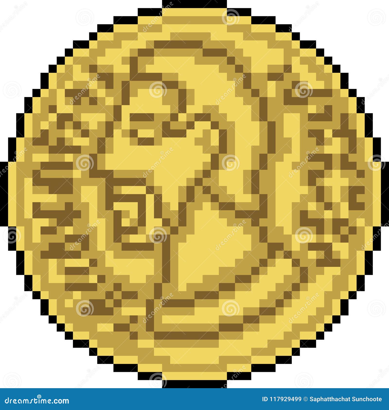 Oro De Moneda Del Arte Del Pixel Del Vector Ilustración del Vector ...
