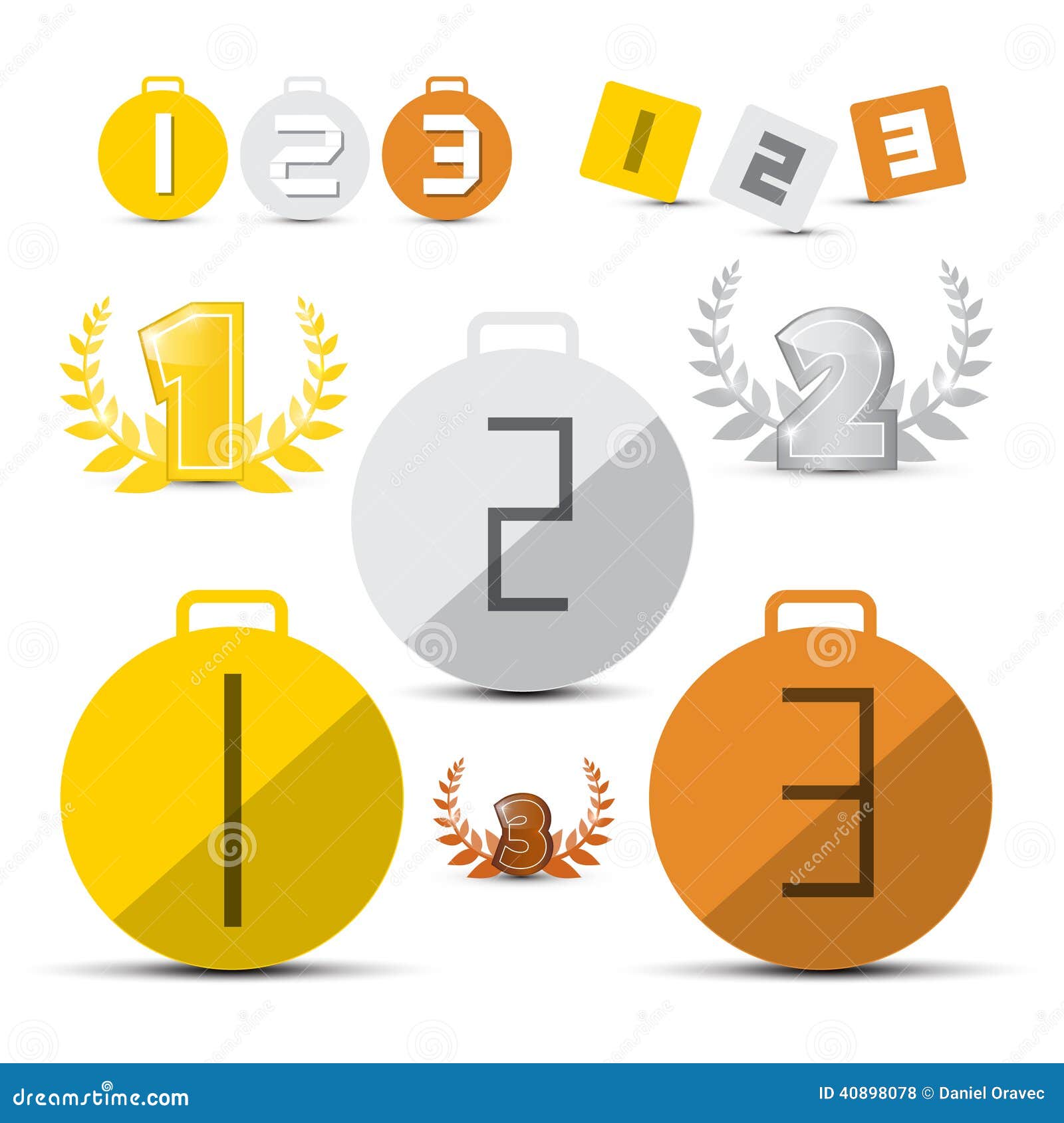 Oro, Plata, Bronce - Primero, Segundo Y Tercer Lugar Ilustración del ...