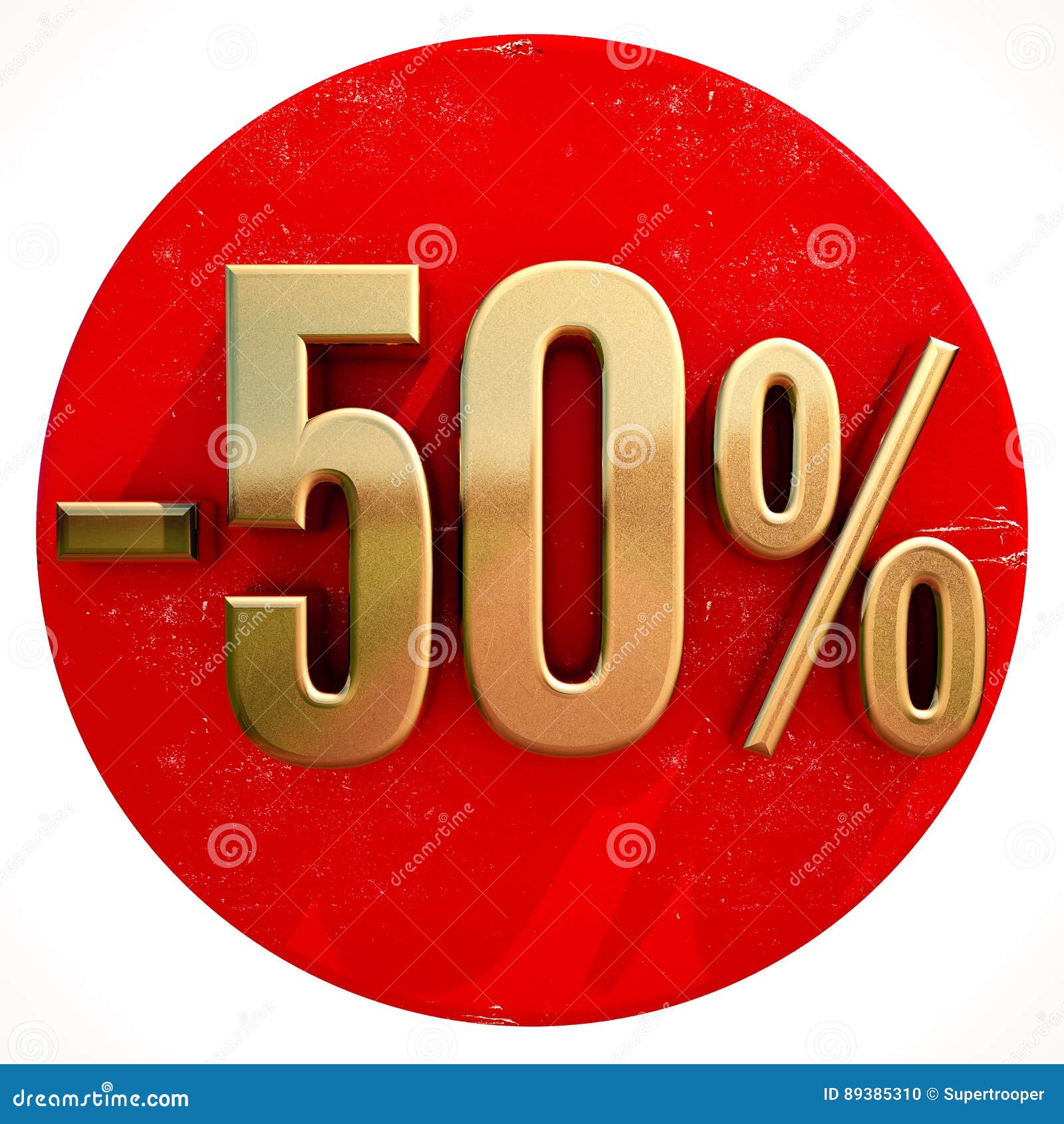 Oro Un Segno Di 50 Per Cento Su Rosso Illustrazione di Stock ...