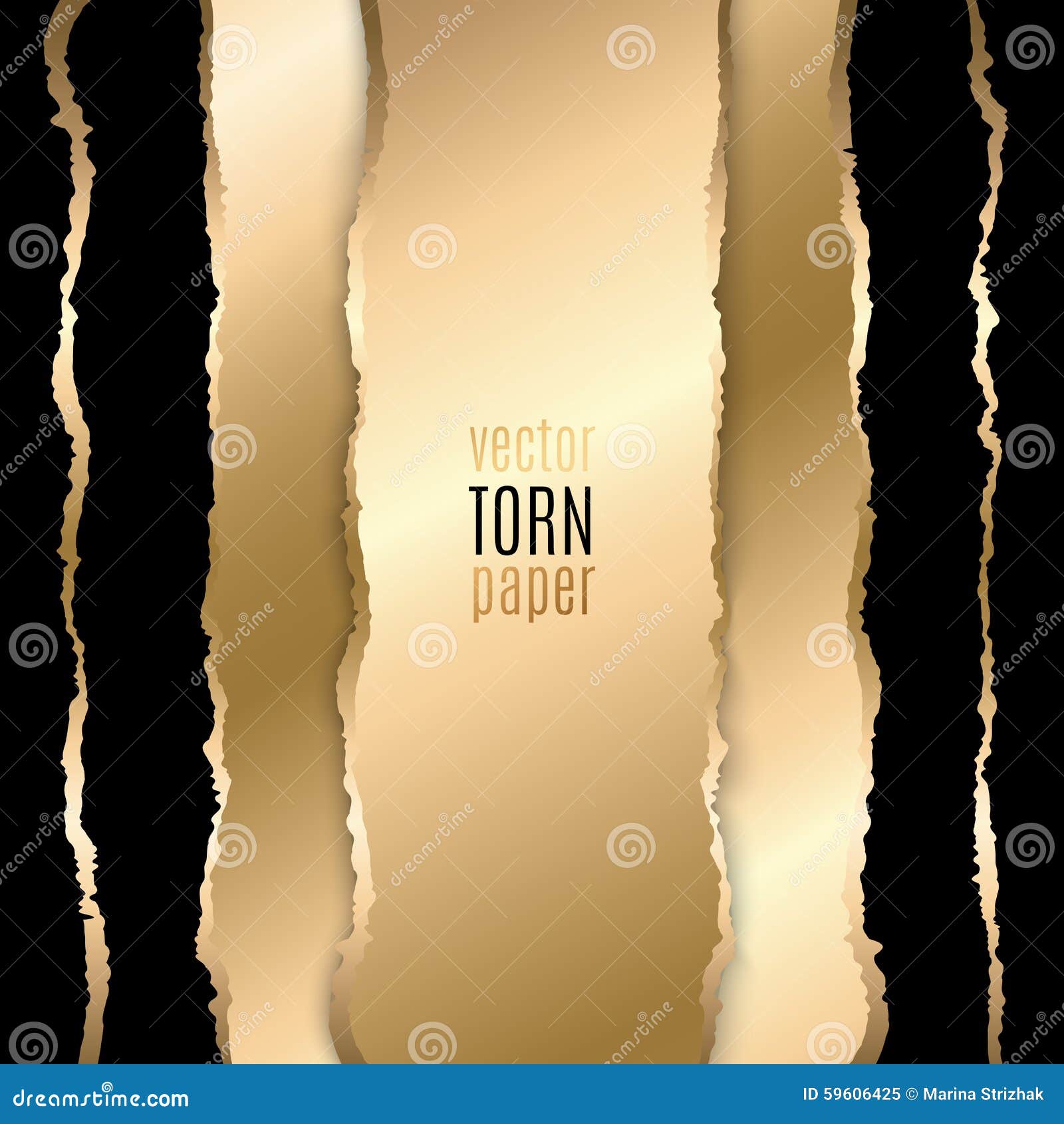 Oro y papel rasgado negro ilustración del vector. Ilustración de ...