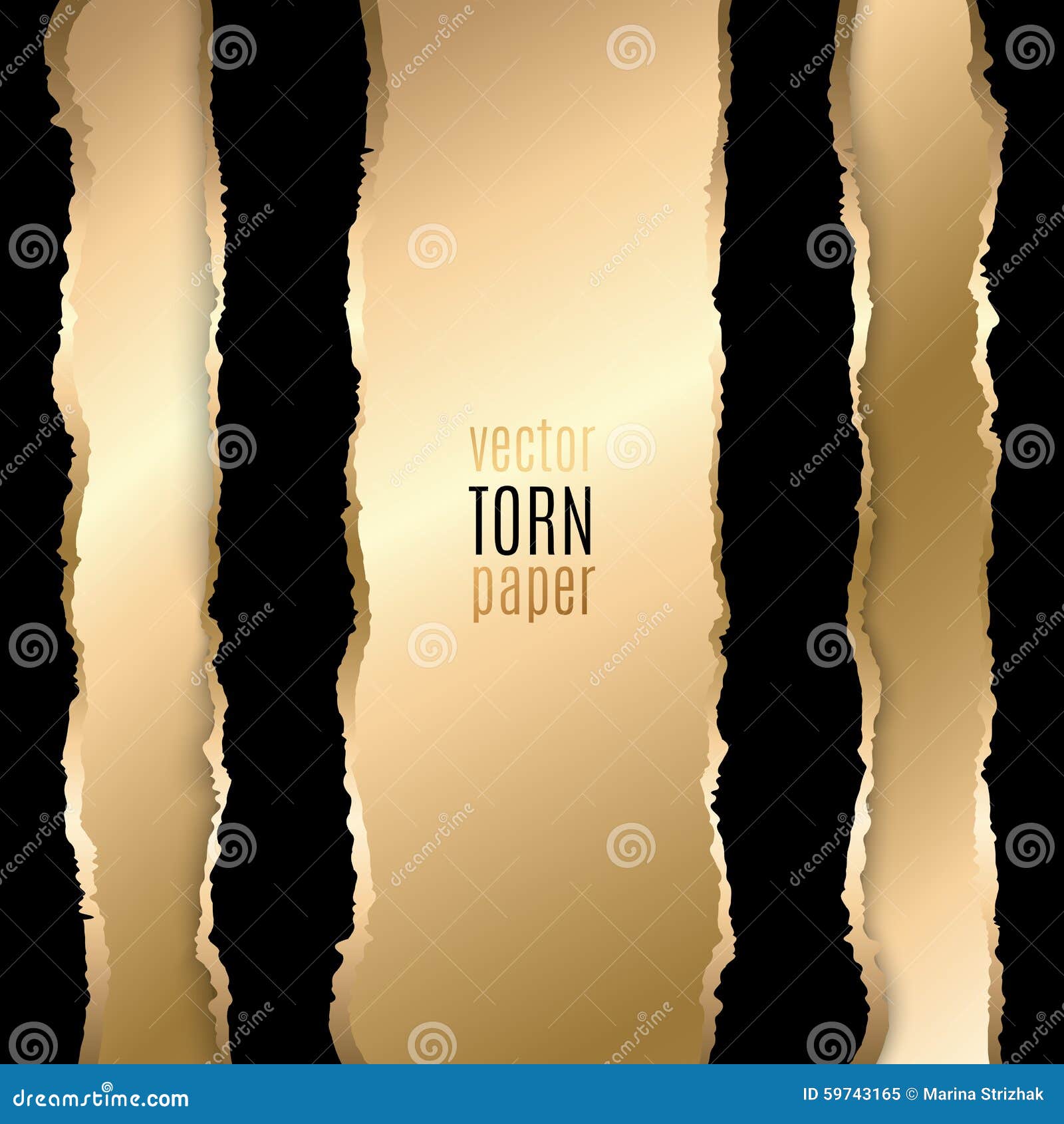 Oro y papel rasgado negro ilustración del vector. Ilustración de ...