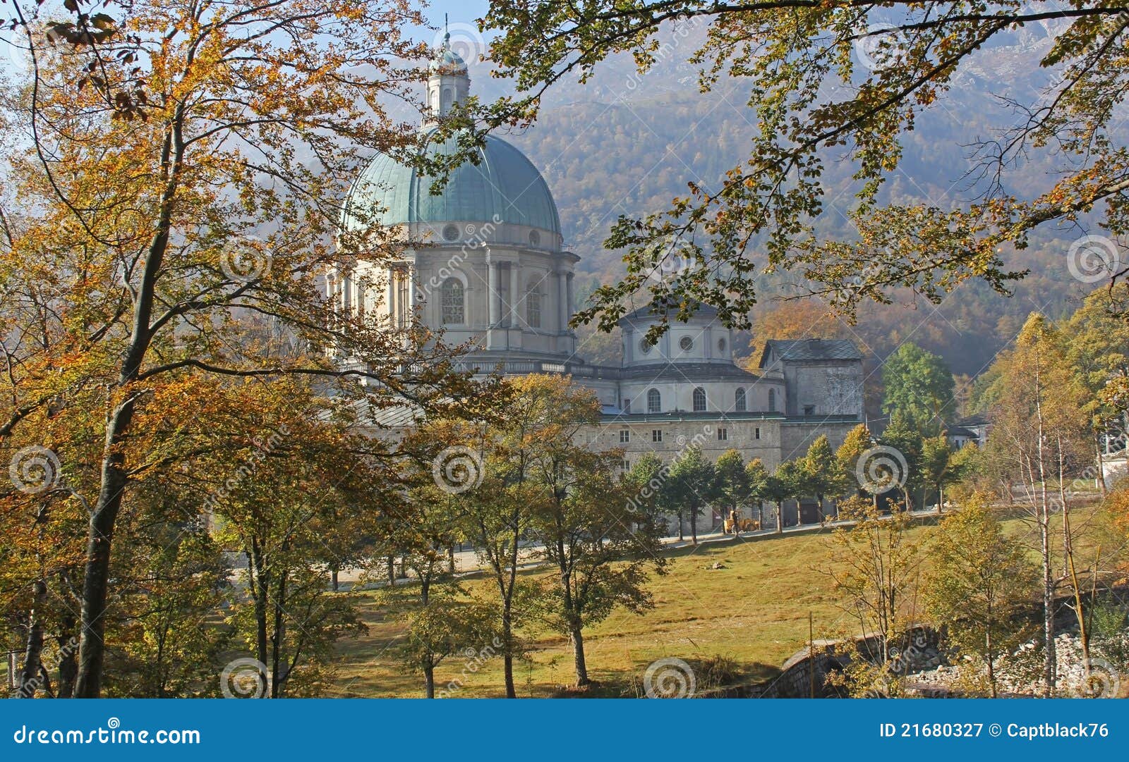 Oropa Sanctuary from the Woods Stock Image - Image of building ...