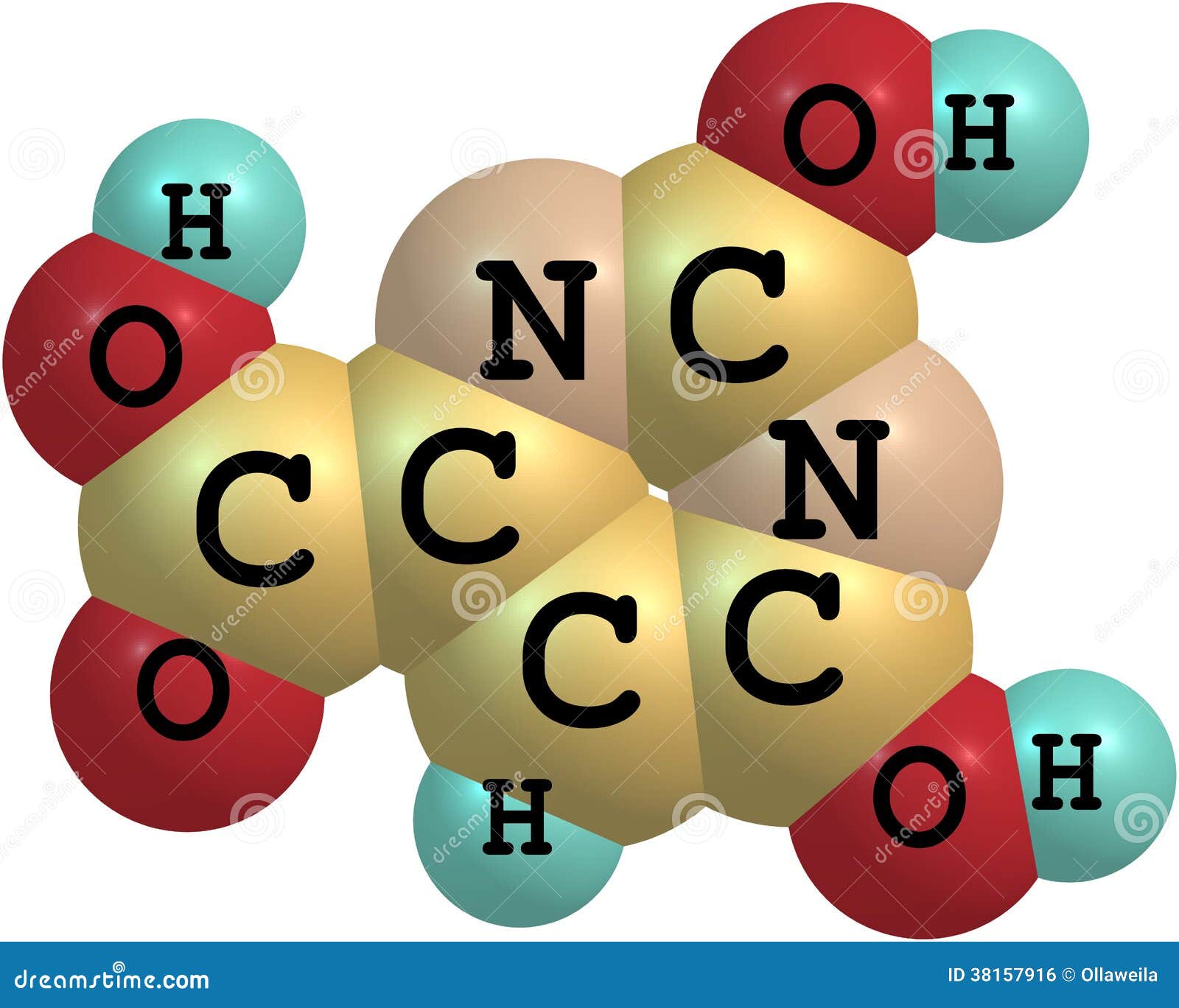 Orotic Acid Molecular Structure Isolated on White Stock Illustration ...