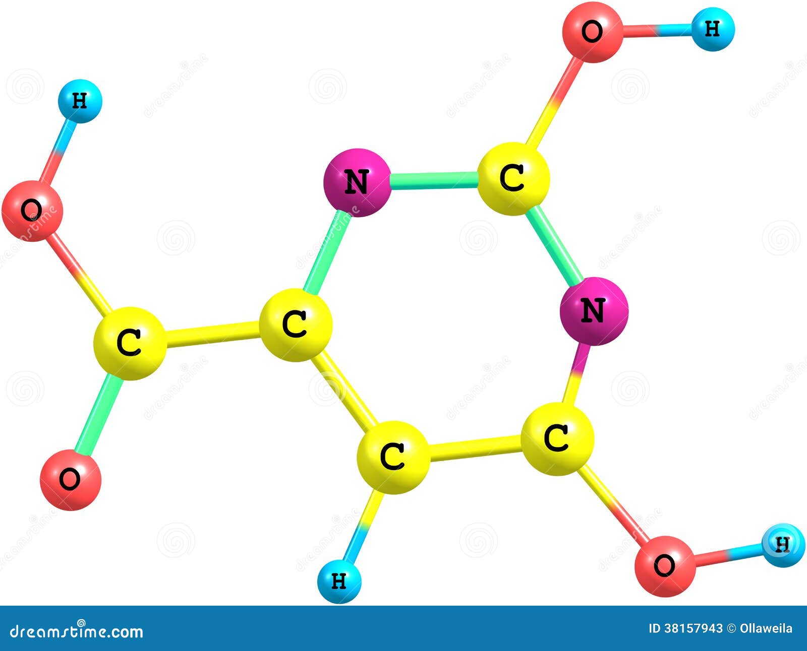 Orotic Acid Molecular Structure Isolated on White Stock Illustration ...