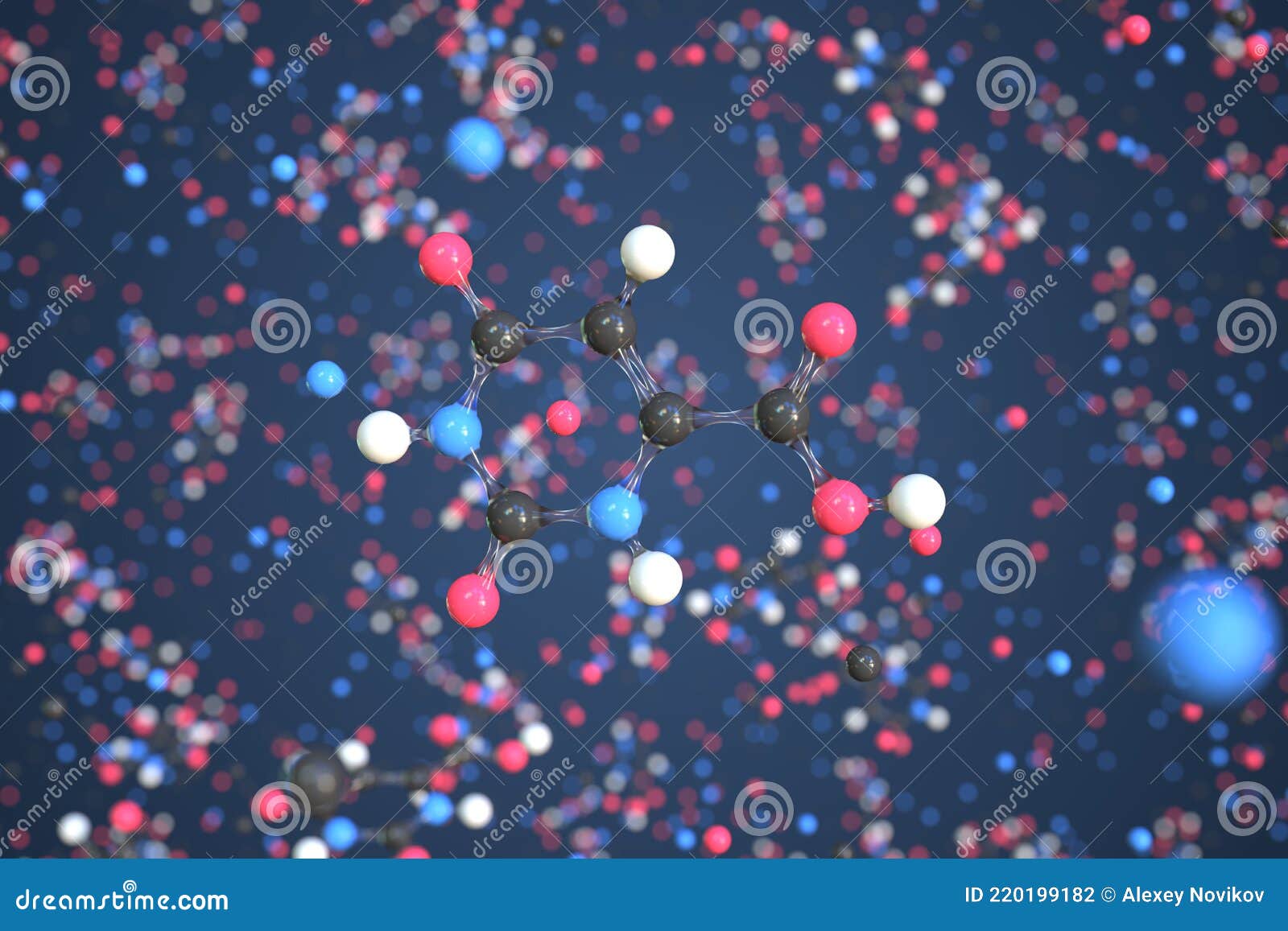 Orotic Acid Molecule, Conceptual Molecular Model. Chemical 3d Rendering ...