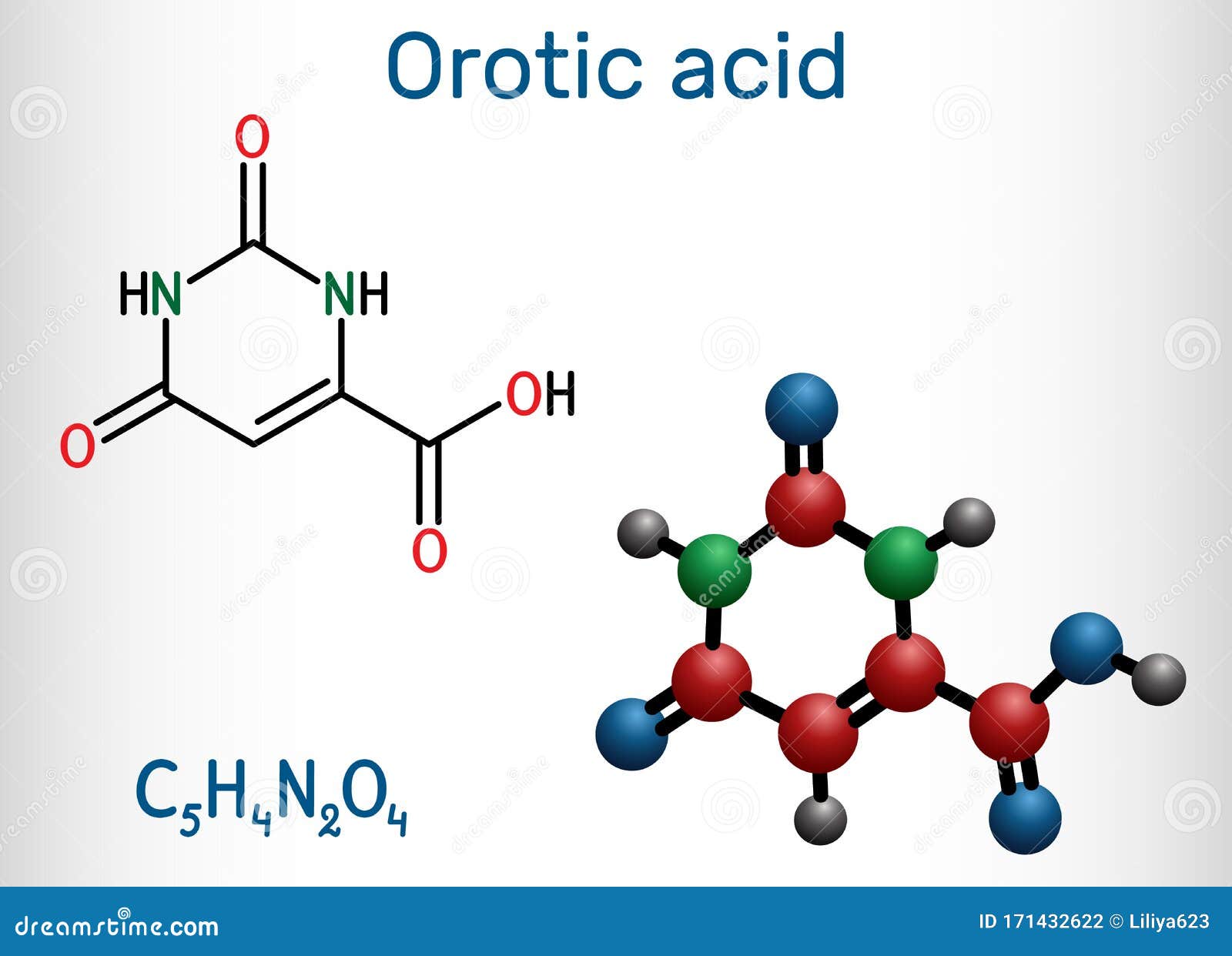 Orotic Acid Molecular Structure Isolated On White Stock Image ...