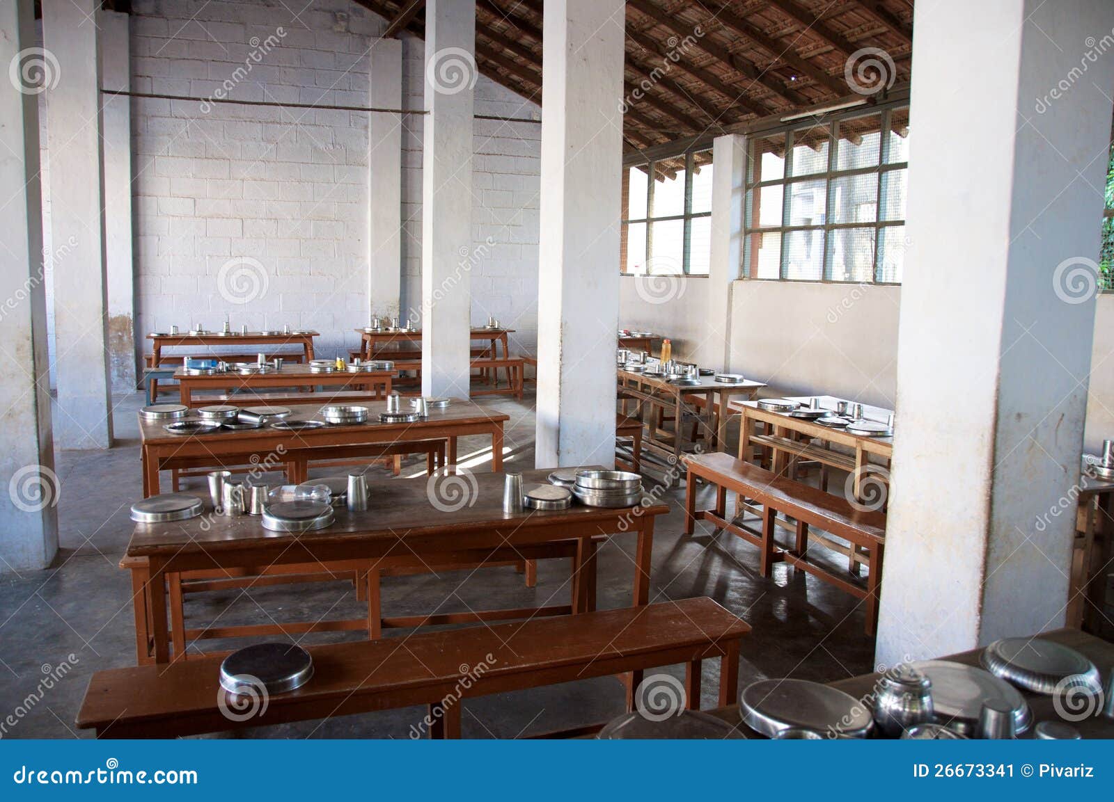 Orphanage mess hall stock image. Image of empty, india - 26673341