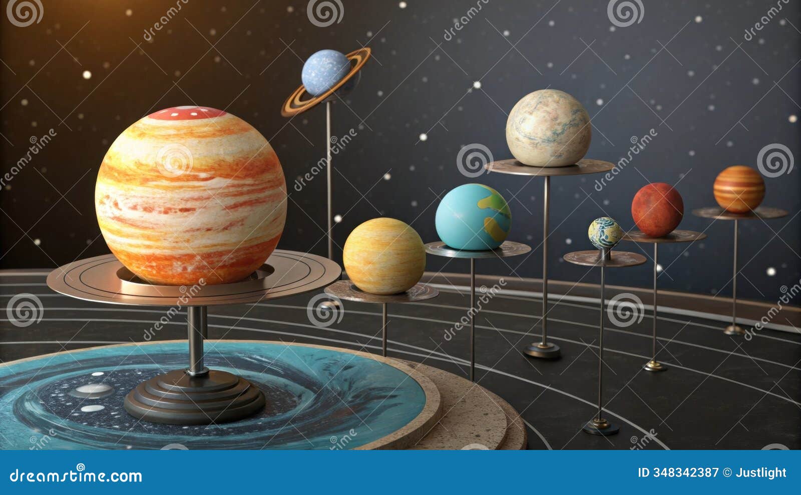Orrery Showing Planets Orbiting Around Sun in Solar System Stock ...