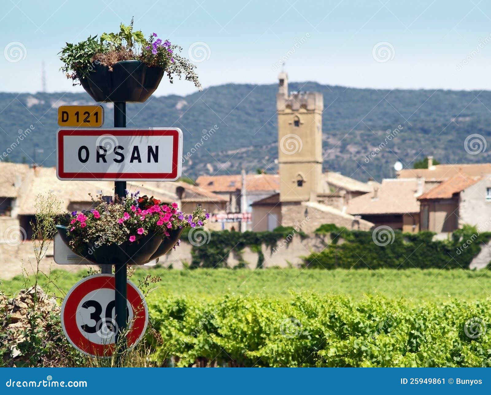Orsan, French Typical Village Stock Image - Image of clocktower, church ...
