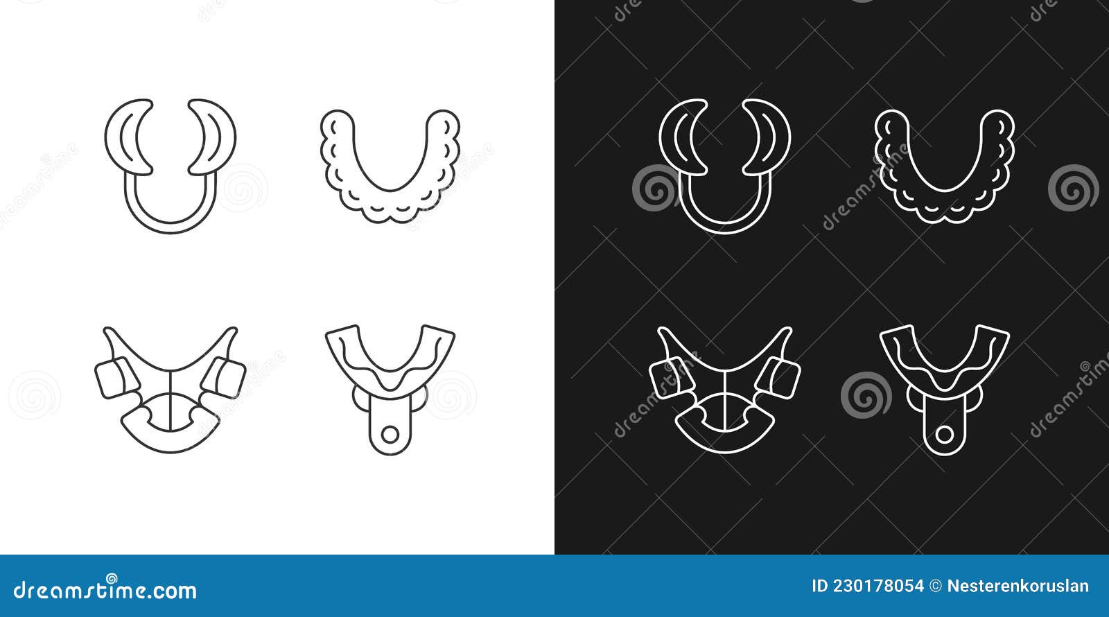 Orthodontic Appliances Linear Icons Set for Dark and Light Mode Stock ...