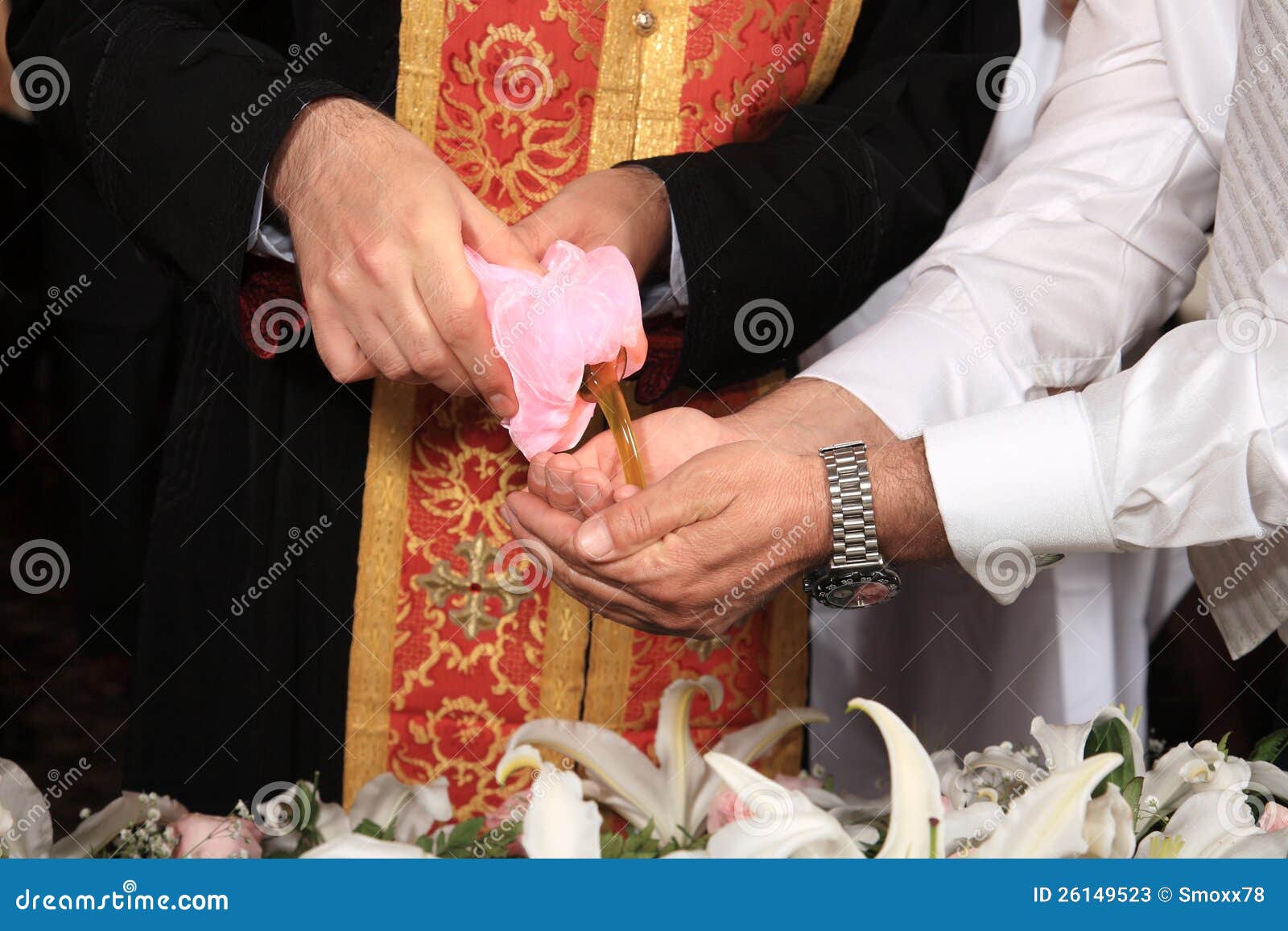 Orthodox Christening Icon - Priest Puts Baptism Oil On The Hand Of ...
