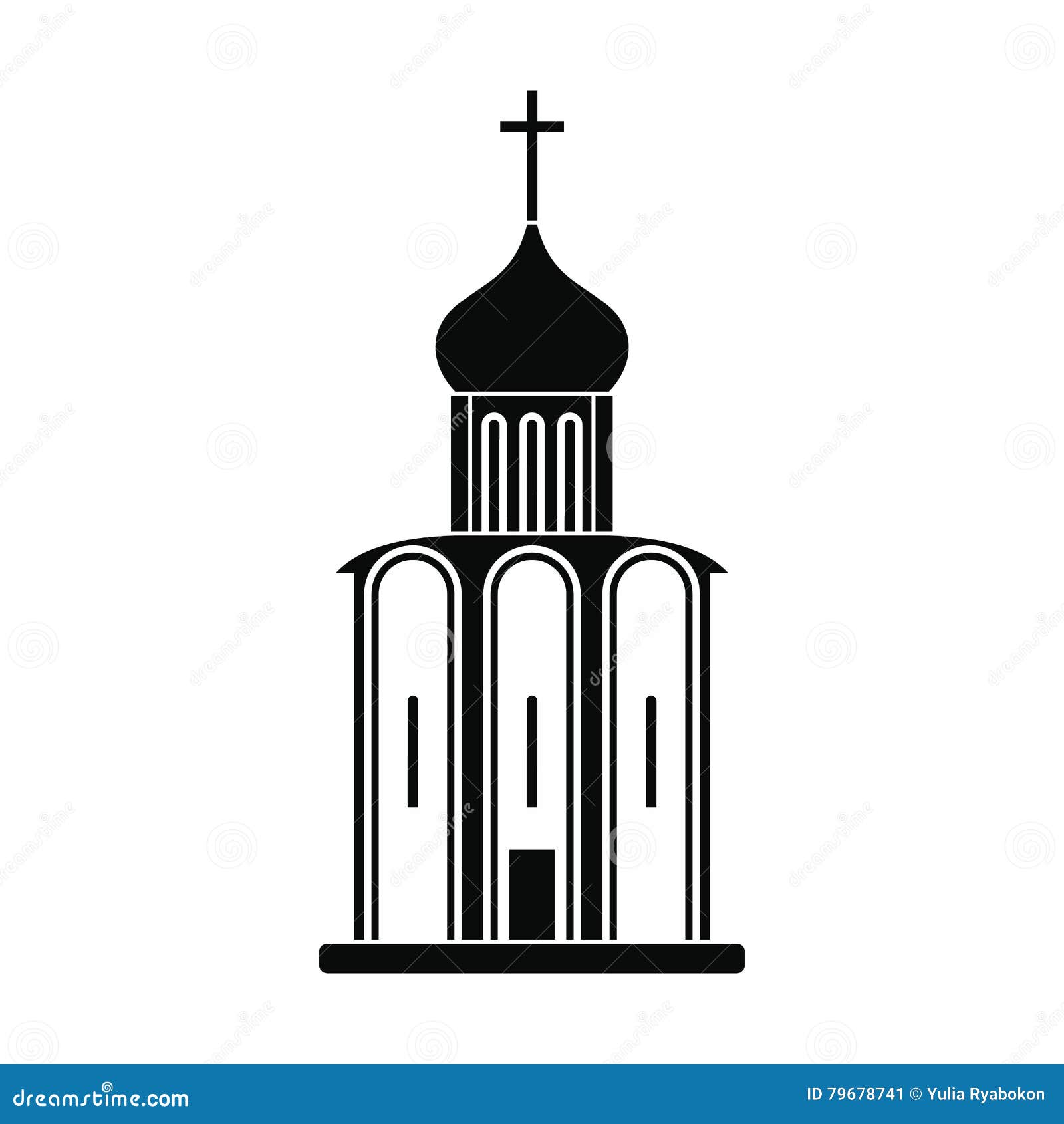 Church, Black Pen Drawing, Dome With Cross Stock Photography ...