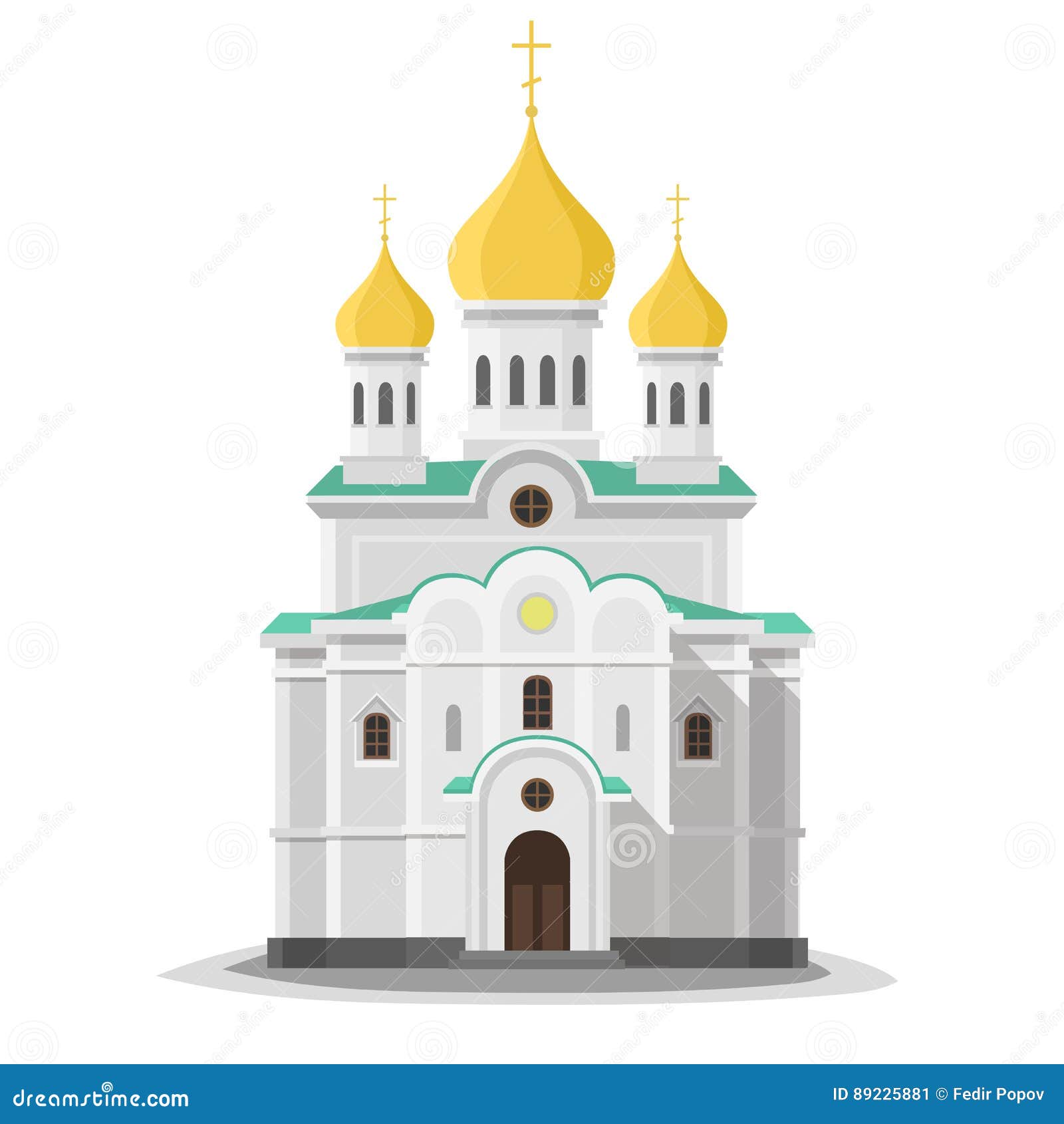 Orthodox Church Buildings Vector Isolated On White Background. Church Linear And Color Drawing ...
