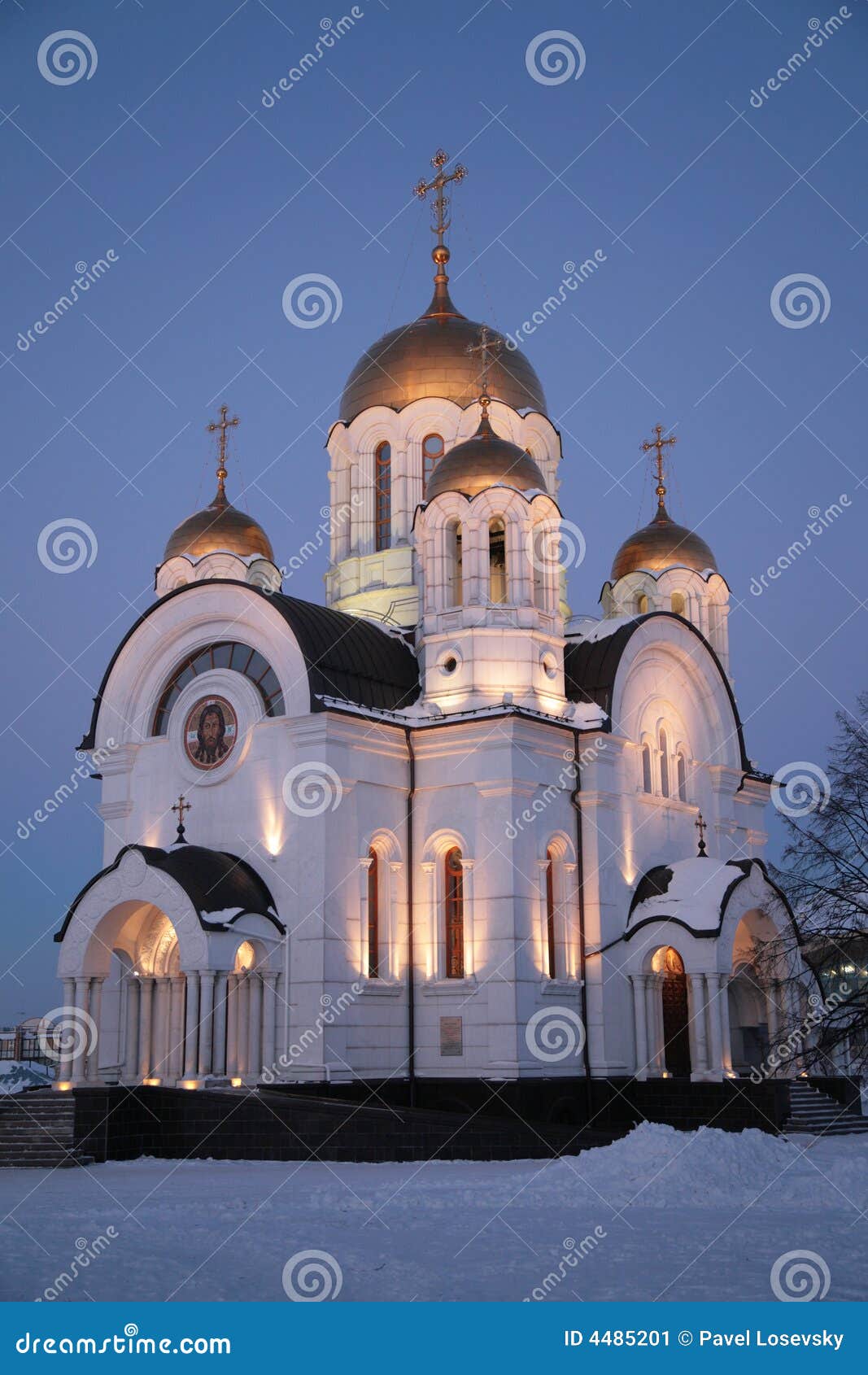 Orthodox Church at Night in Winter Stock Image - Image of celebration ...