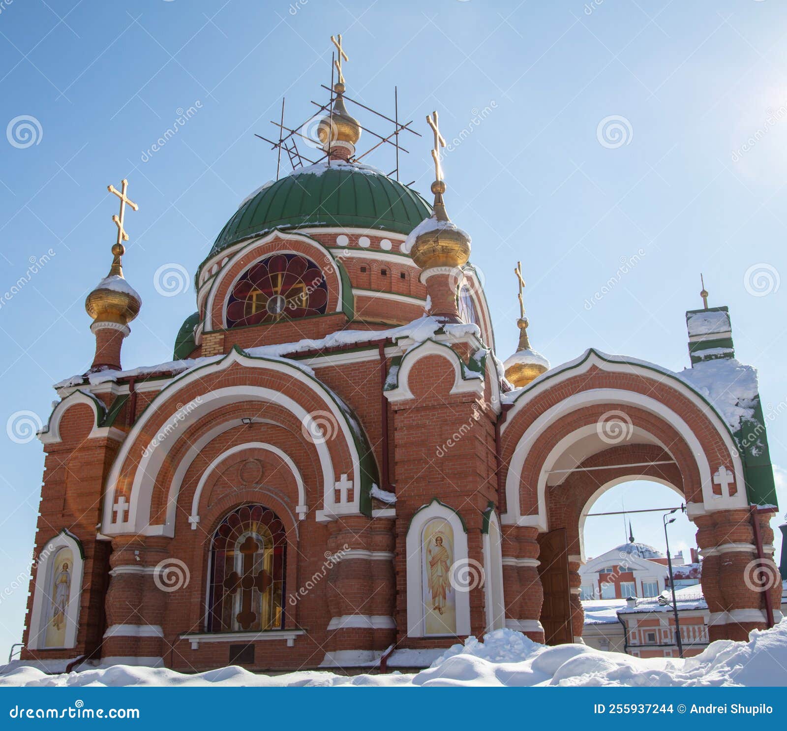 Orthodox Church in the Snow Stock Photo - Image of nature, blue: 255937244