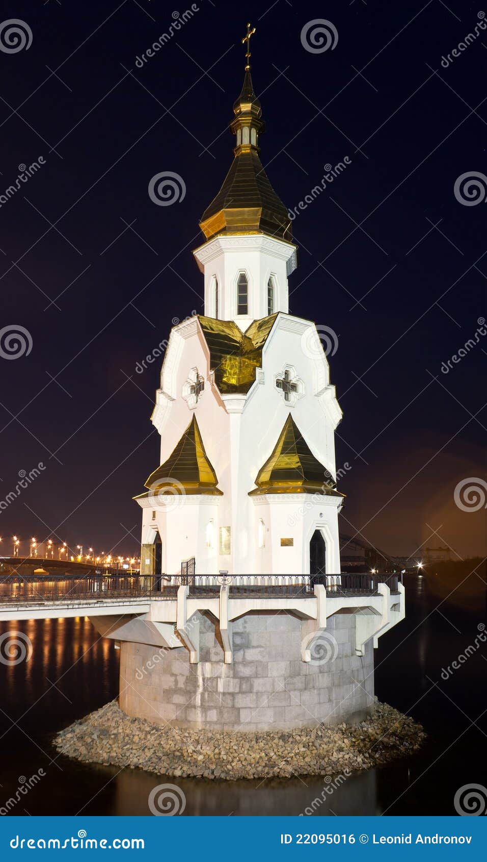The Orthodox Church on the Water at Night Stock Photo - Image of cupola ...