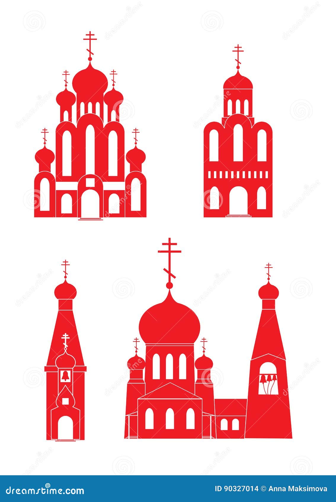Orthodox churches icon set stock vector. Illustration of faith - 90327014