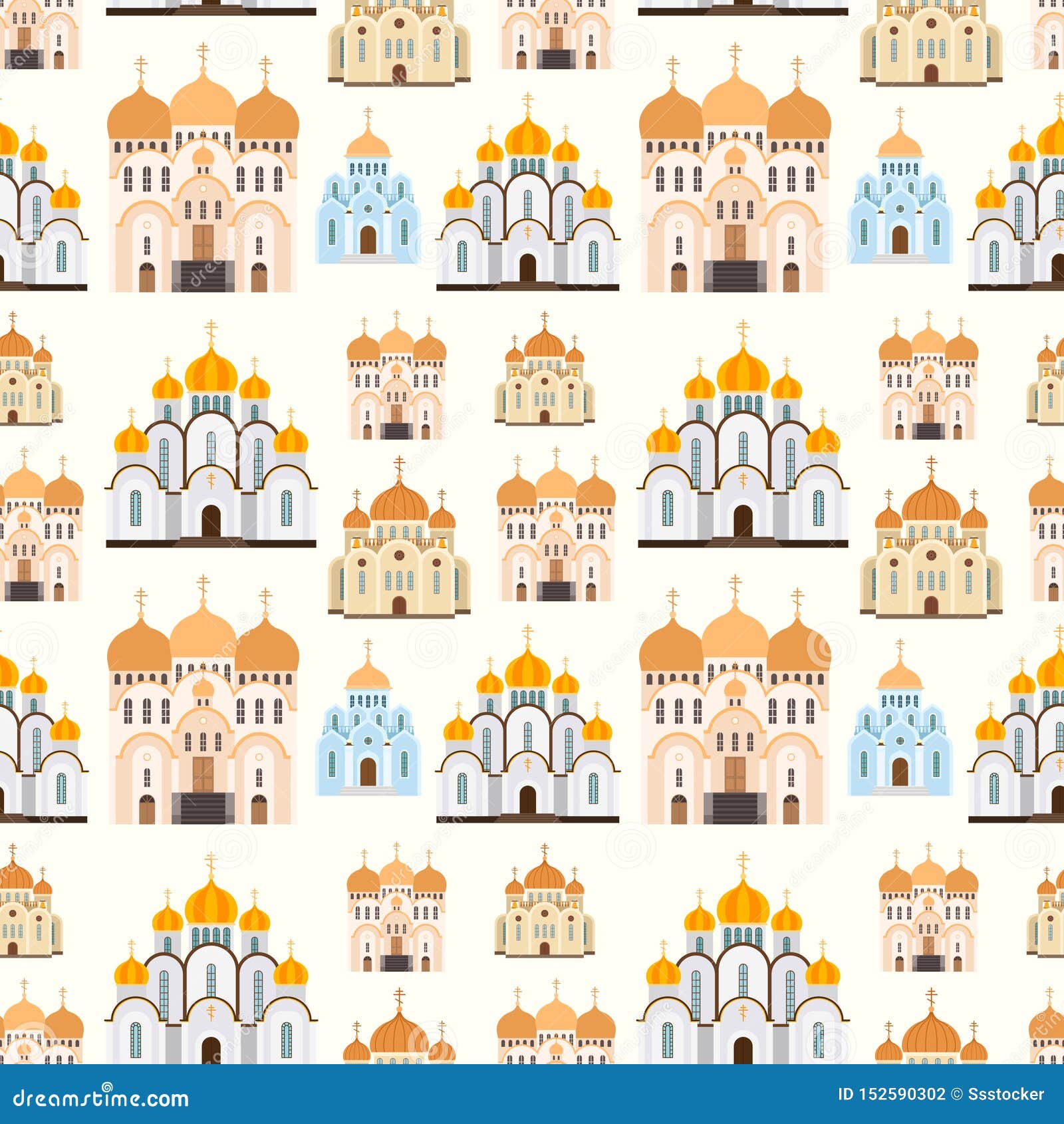 Orthodox Churches Seamless Pattern Background Vector Building Stock ...