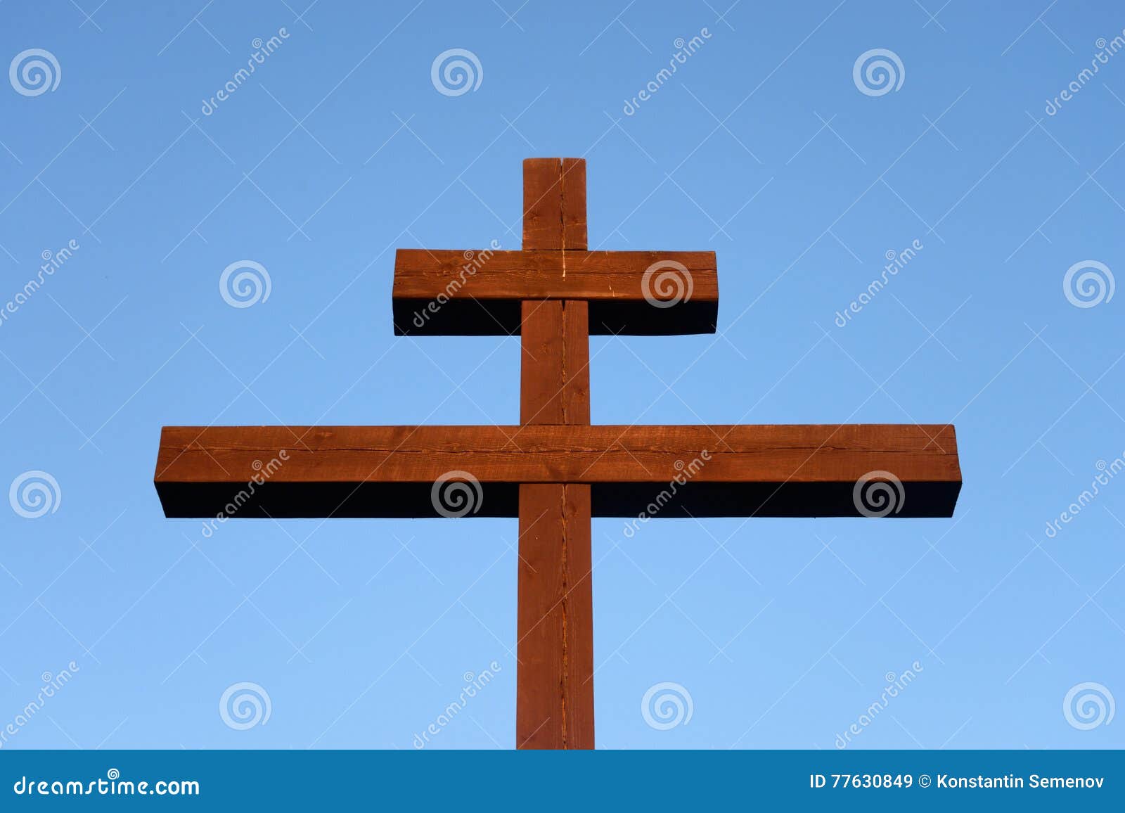 Orthodox Cross on Blue Sky. Stock Image - Image of religion ...