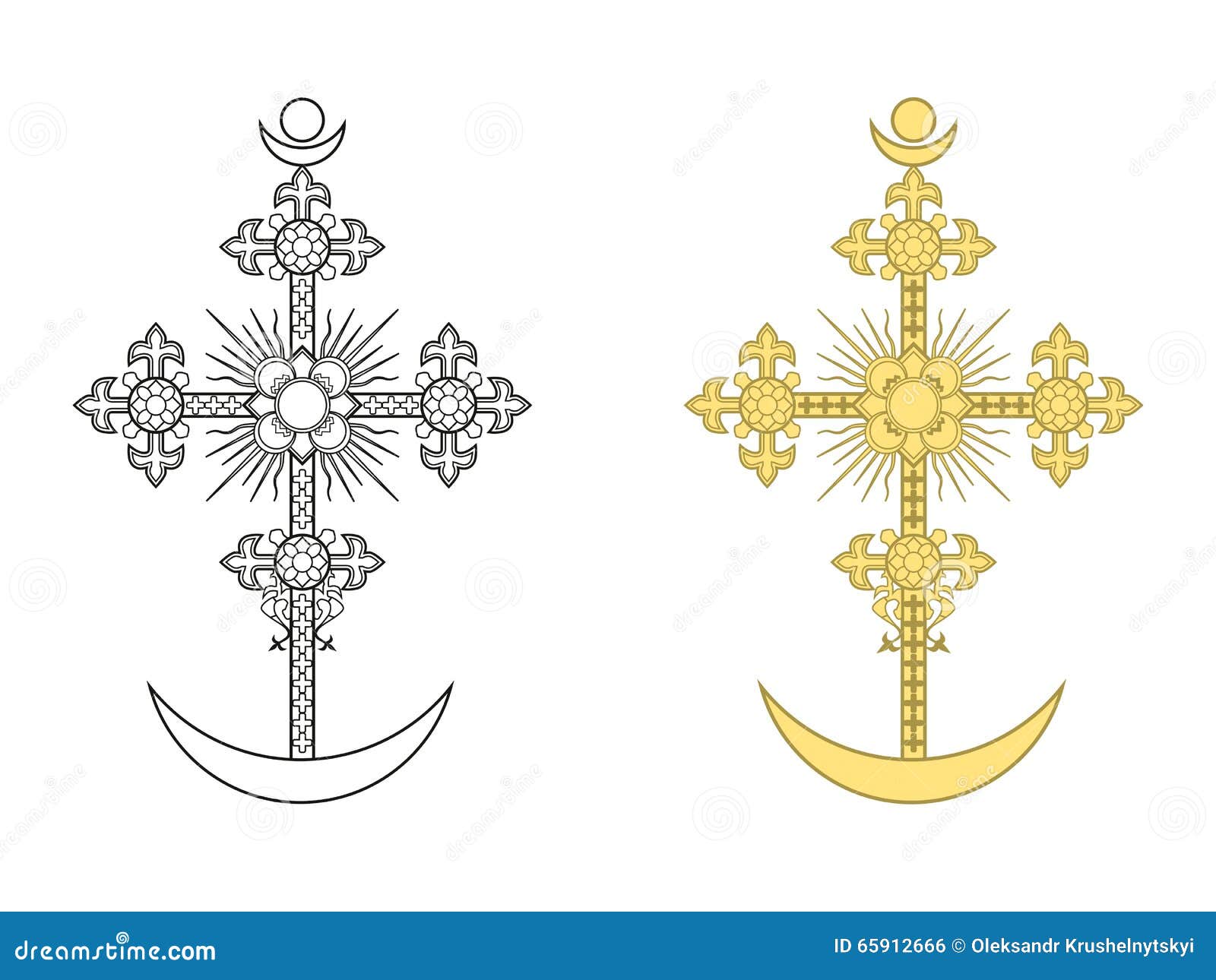 Orthodox Cross with a Crescent Stock Vector - Illustration of culture ...