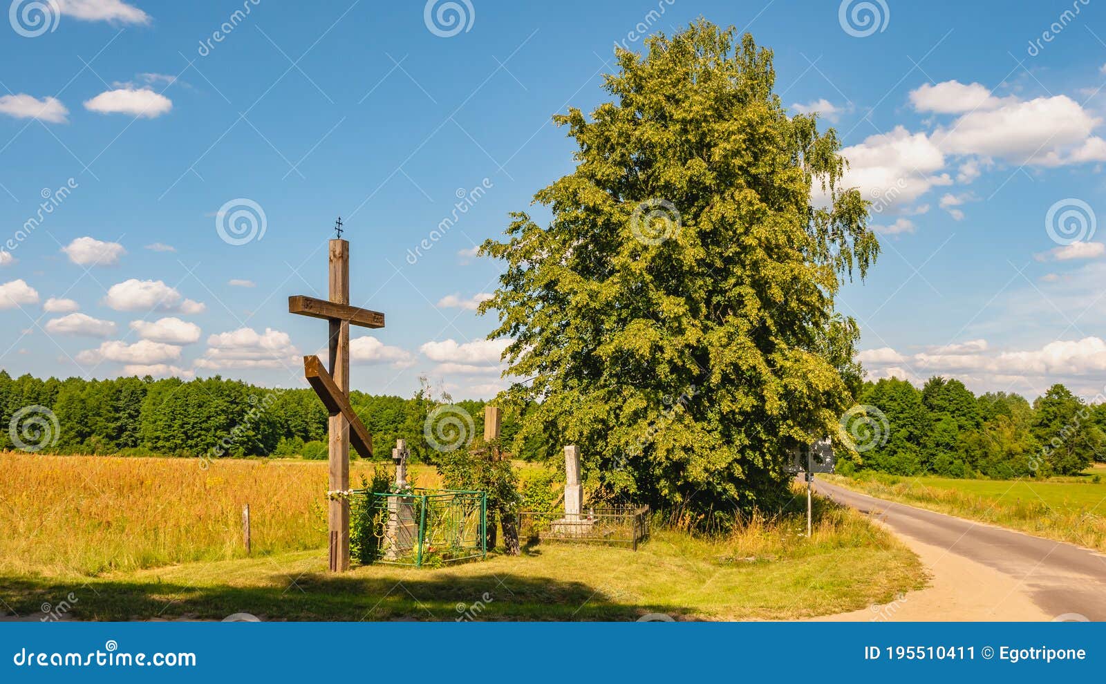 Orthodox Cross Standing Near the Road. Stock Image - Image of cross ...