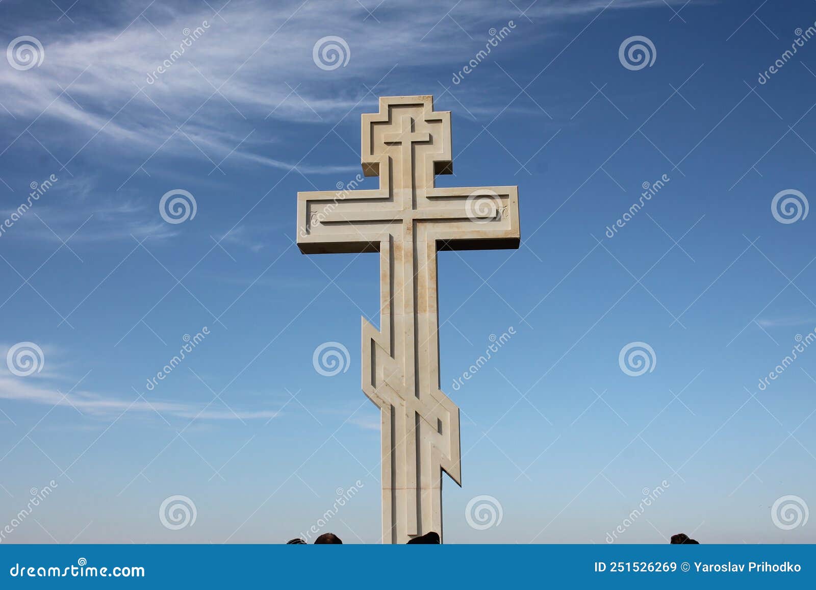 Big Orthodox stone cross. stock image. Image of steeple - 251526269