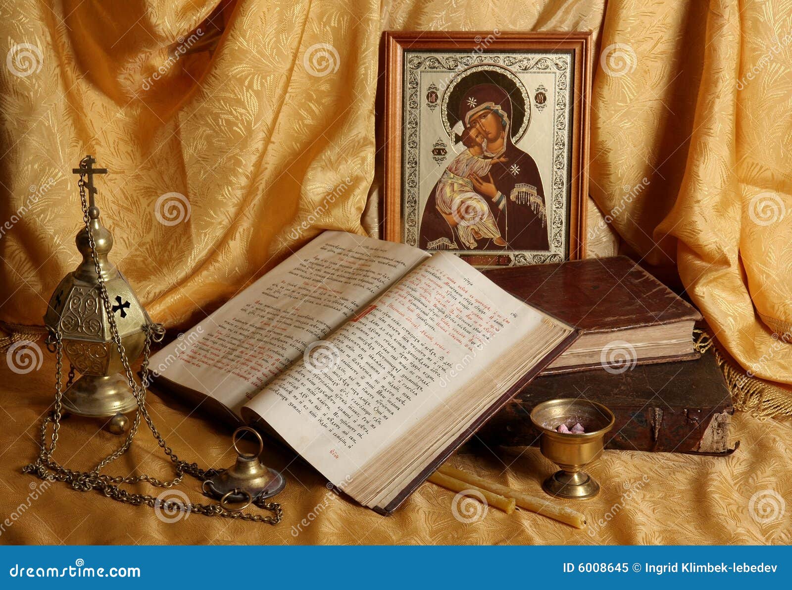 Orthodox Icon, Books and Censer Stock Image - Image of christianity ...