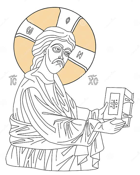 Orthodox Icon of Jesus Christ. Savior Christ with Gospel. Vector ... Orthodox Icon of Jesus Christ. Savior Christ with Gospel. Vector ...