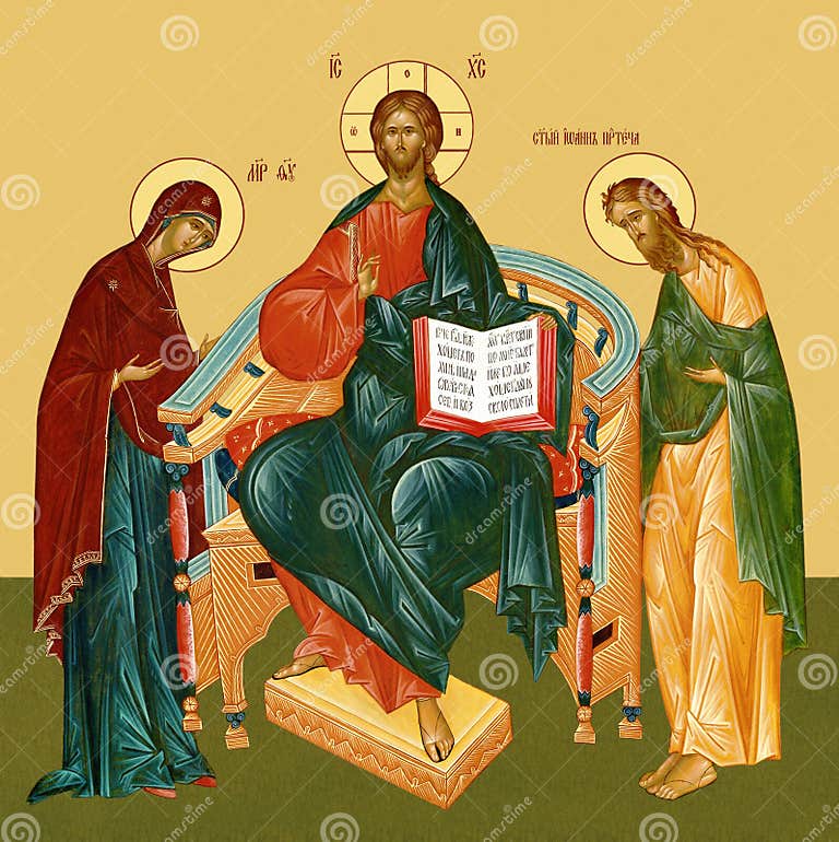 Orthodox Icon of Jesus Christ on the Throne. Deesis Editorial Image ...