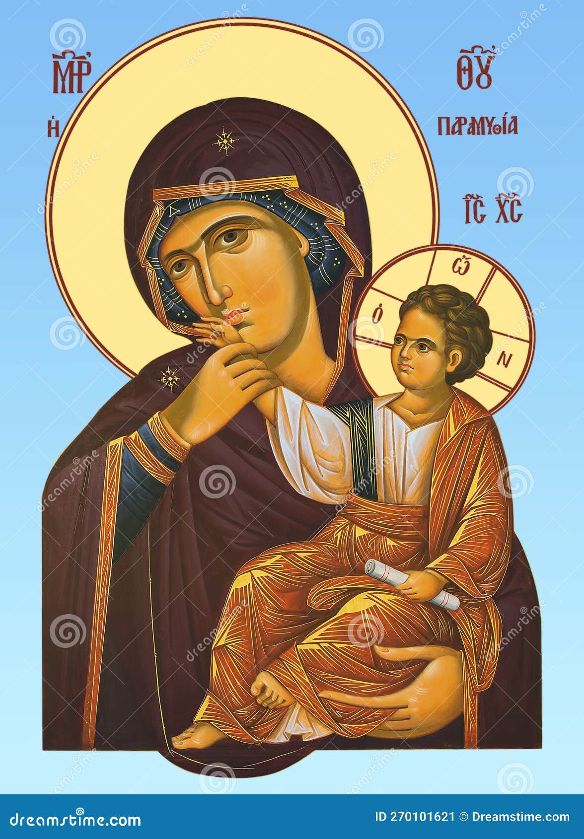Orthodox Icon of the Mother of God Stock Illustration - Illustration of ...