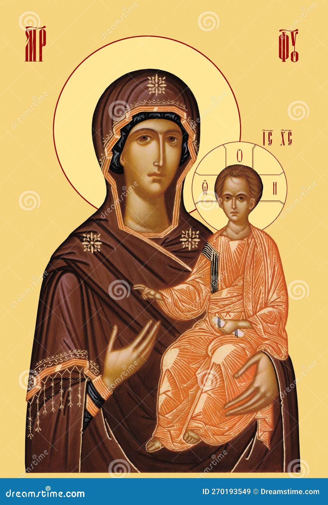 Orthodox Icon of the Mother of God Stock Illustration - Illustration of ...
