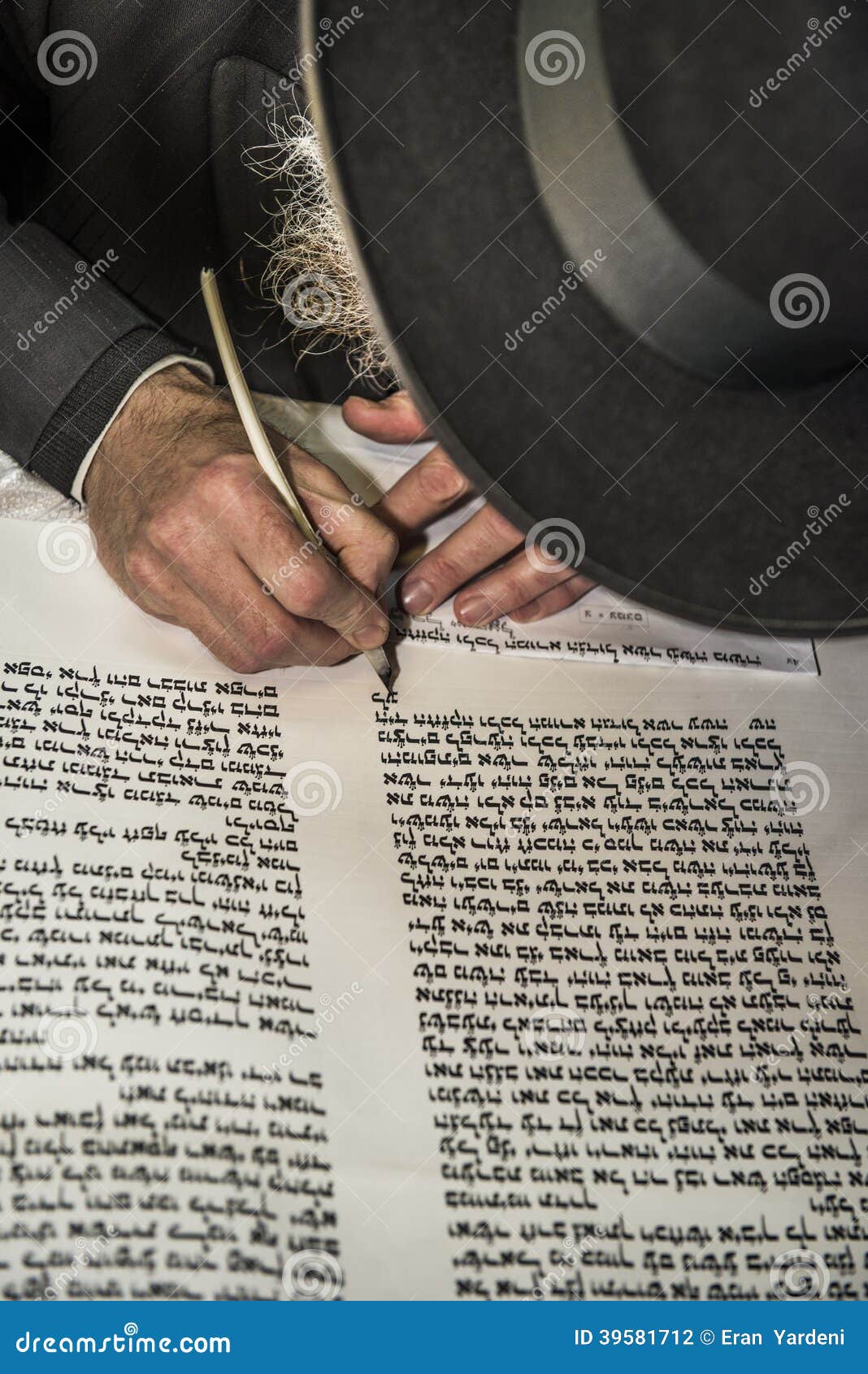 An Orthodox Hand Writing a Torah Script Stock Photo - Image of jewish ...
