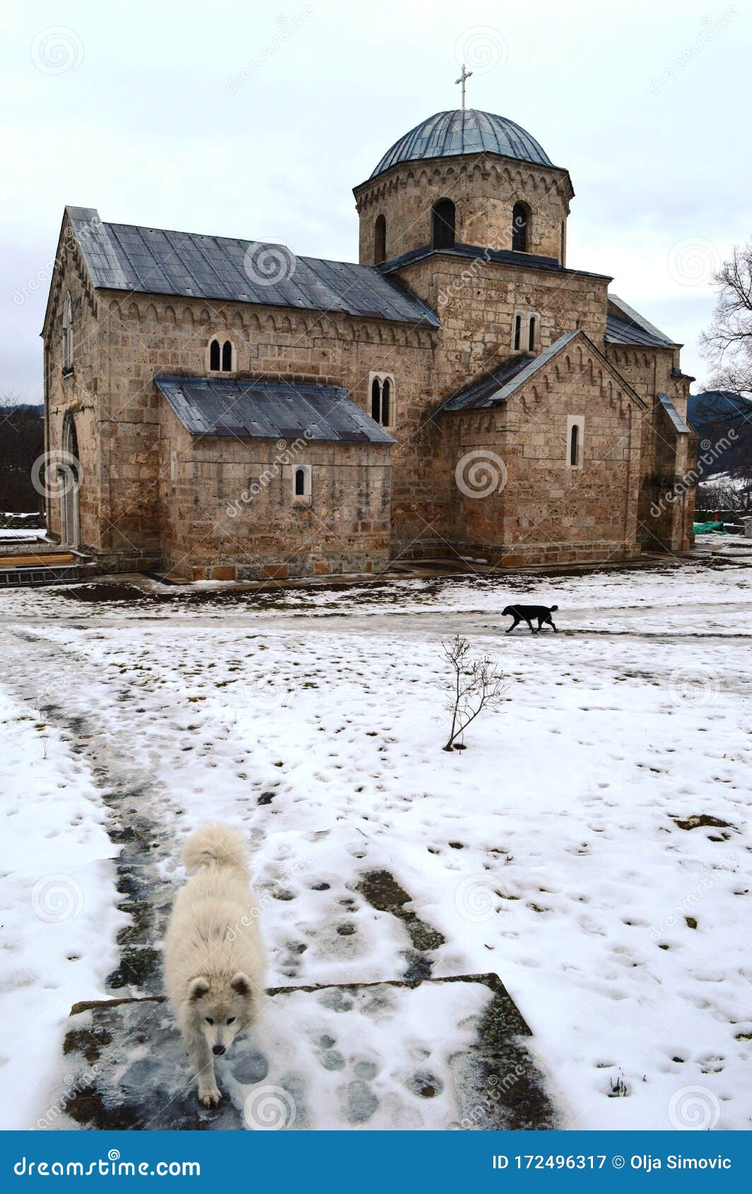 Monastery in Winter in the Snow Stock Image - Image of dome, plant ...