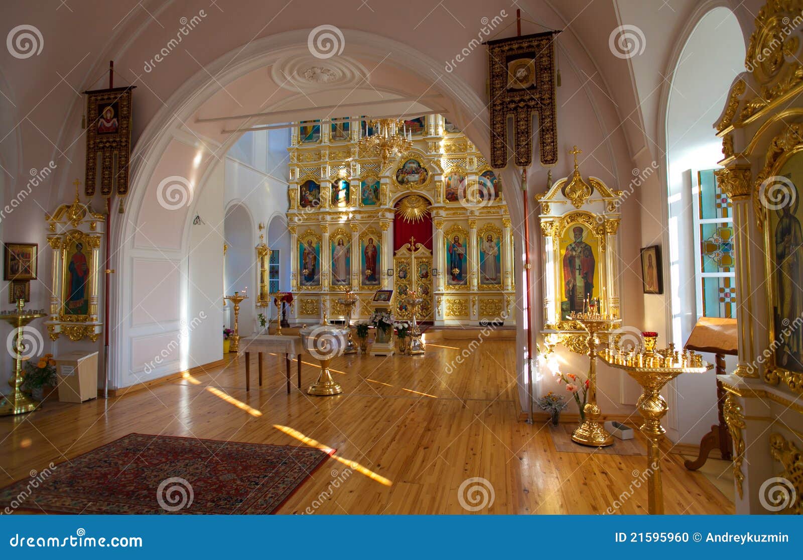 Orthodox Russian Traditional Church Interior Stock Photo - Image of ...