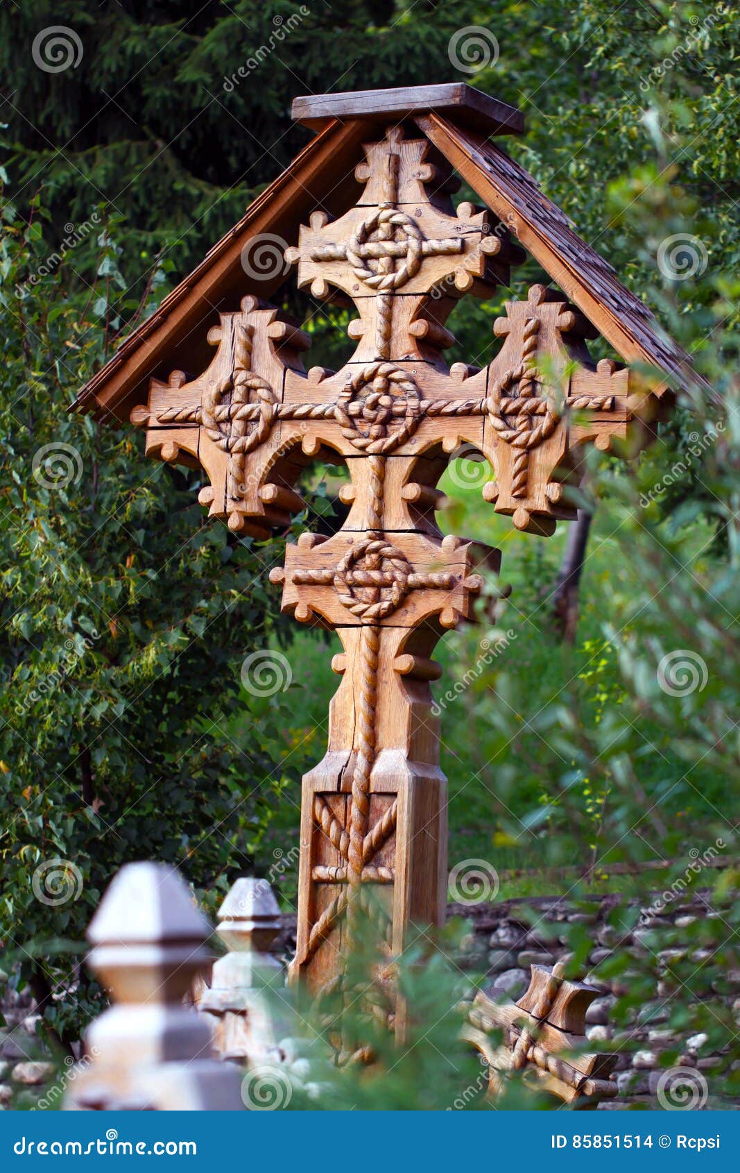 Orthodox wooden cross stock photo. Image of design, trees - 85851514