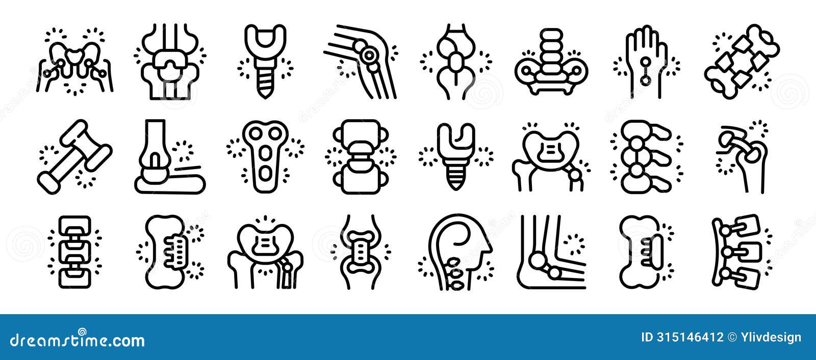 Orthopedic Implants Icons Set Outline Vector. Surgery Replacement Stock ...