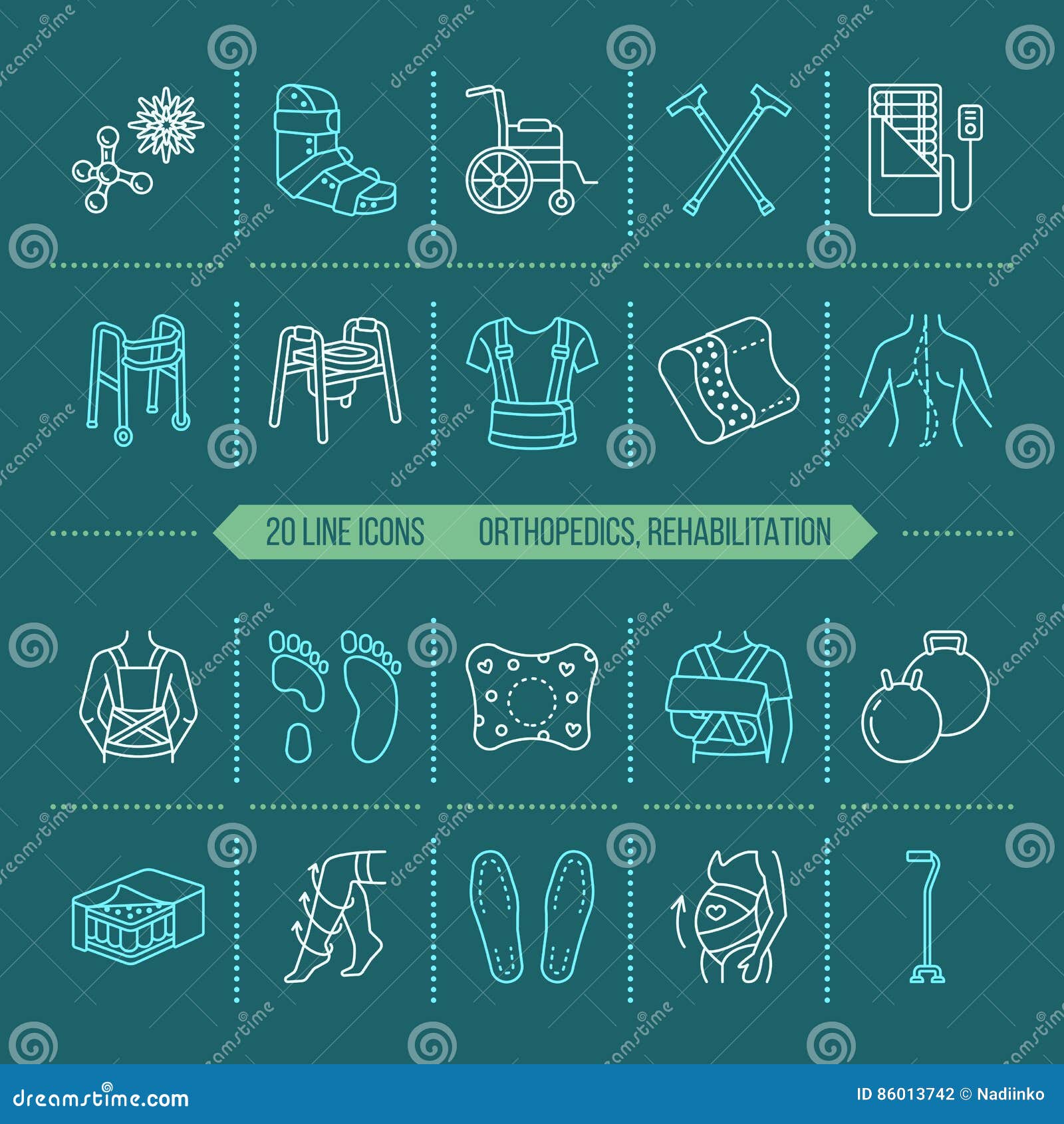 Orthopedics Linear Icons Collection Set In Circle Vector Illustration ... Orthopedics Linear Icons Collection Set In Circle Vector Illustration ...