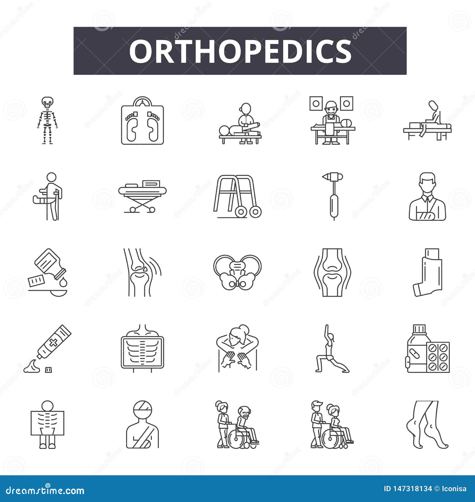 Orthopedics Line Icons, Signs, Vector Set, Linear Concept, Outline ... Orthopedics Line Icons, Signs, Vector Set, Linear Concept, Outline ...
