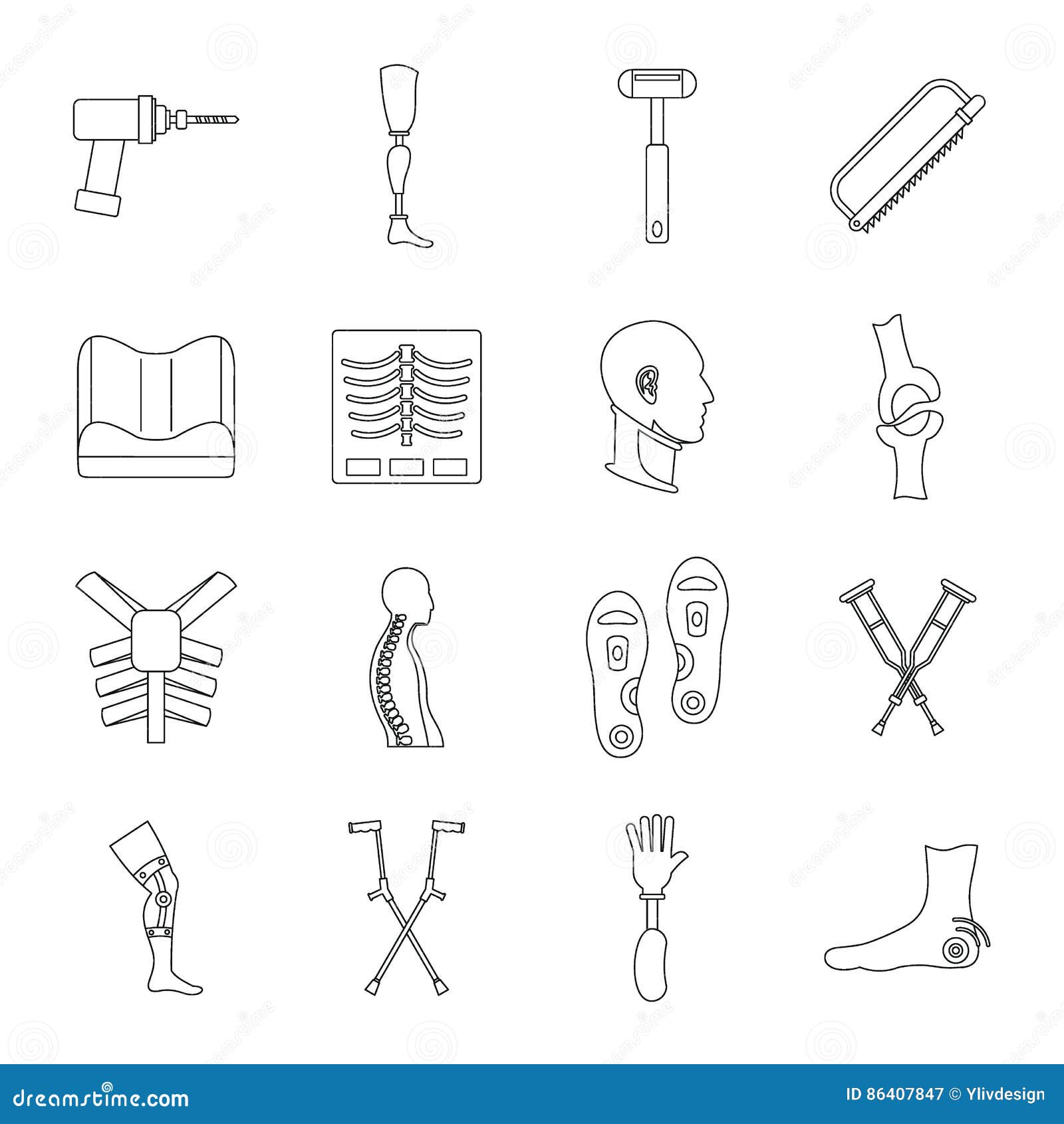 Orthopedics Prosthetics Icons Set, Outline Style Stock Vector ...