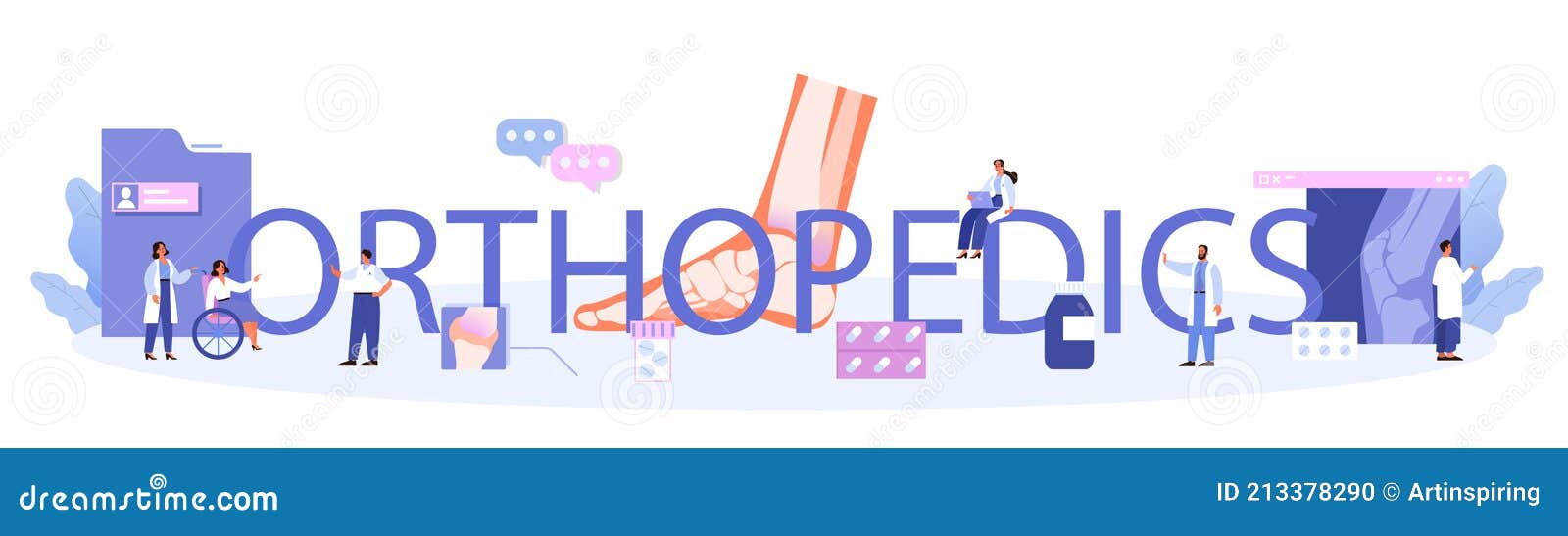 Orthopedics Typographic Header. Idea of Joint and Bone Treatment Stock ...