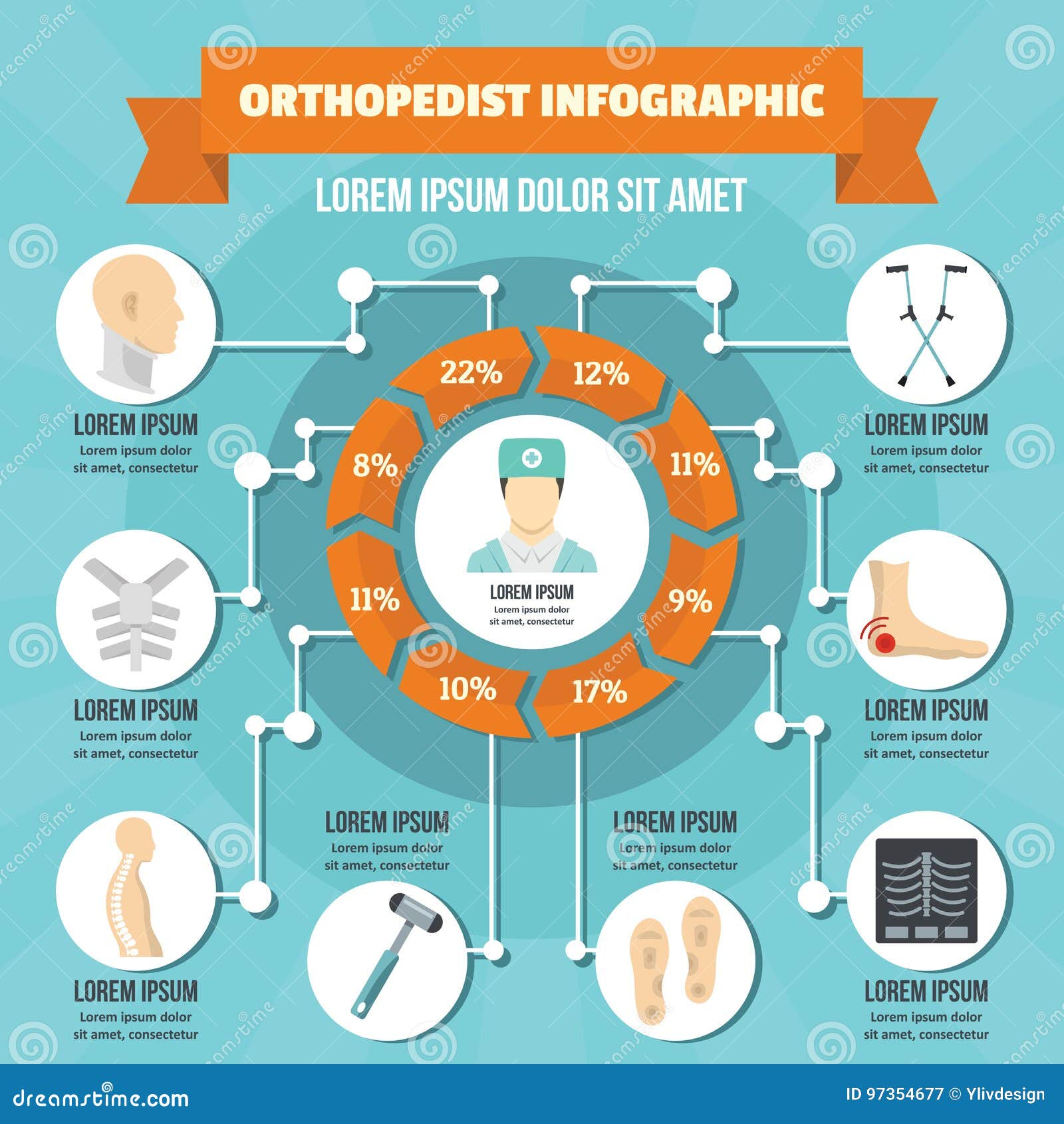 Orthopedist Infographic Concept, Flat Style Stock Vector - Illustration ...